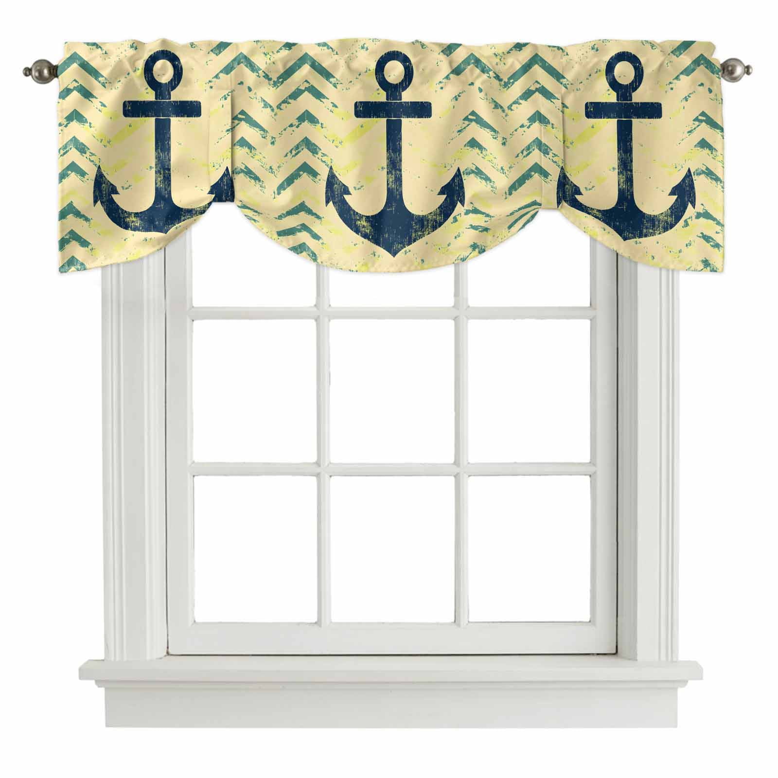 Tie Up Valances for Windows, Anchor Nautical Adjustable Valance ...