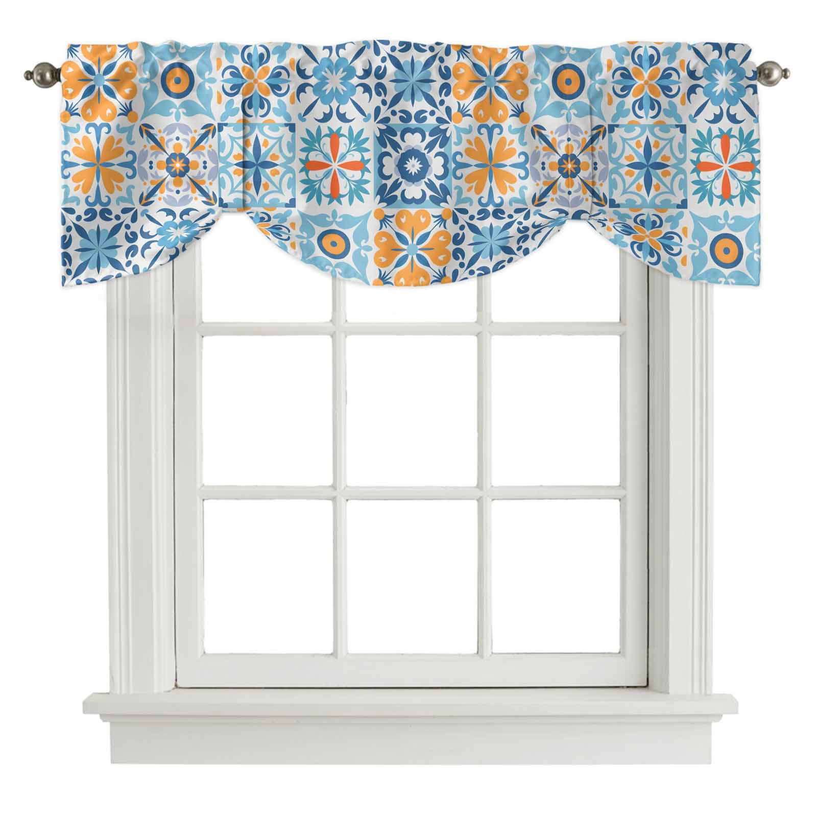 Tie Up Valances for Windows, Blue Mediterranean Adjustable Valance ...