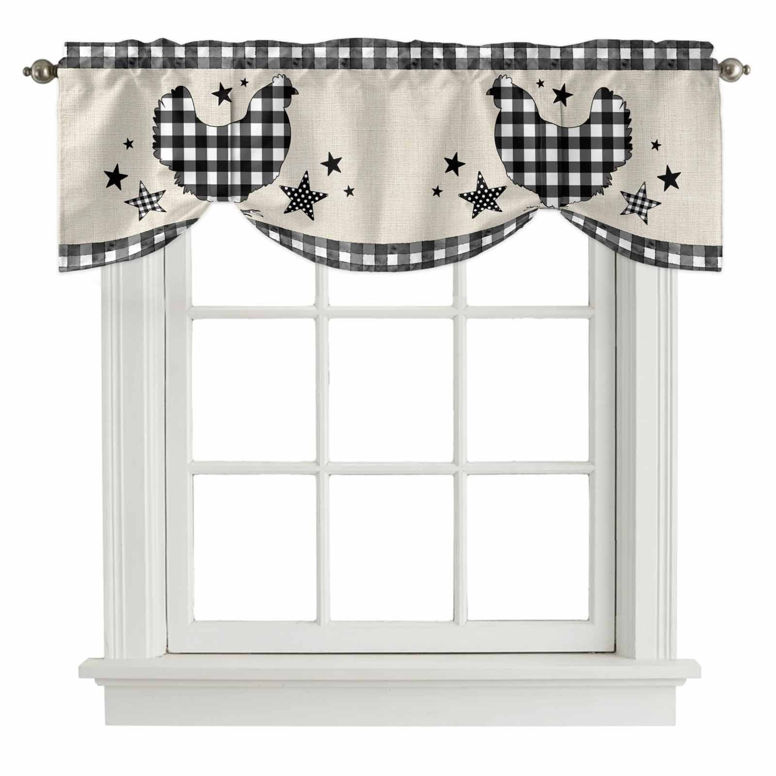Tie Up Valances for Windows, Chicken Hen Adjustable Valance Curtains ...