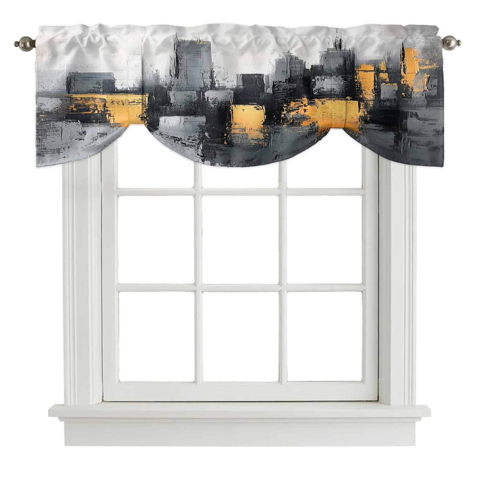 Tie Up Valances for Windows, City Building Adjustable Valance Curtains ...