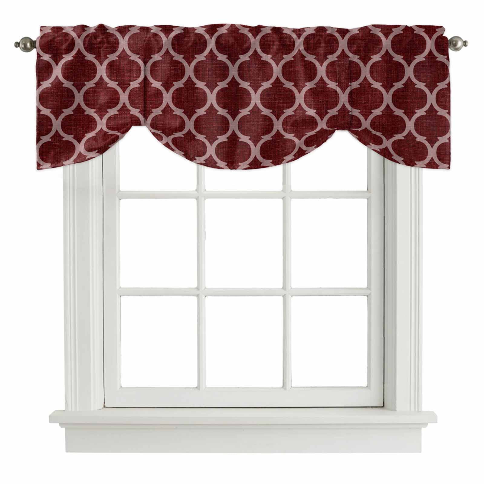 Tie Up Valances for Windows, Deep Red Morocco Adjustable Valance ...