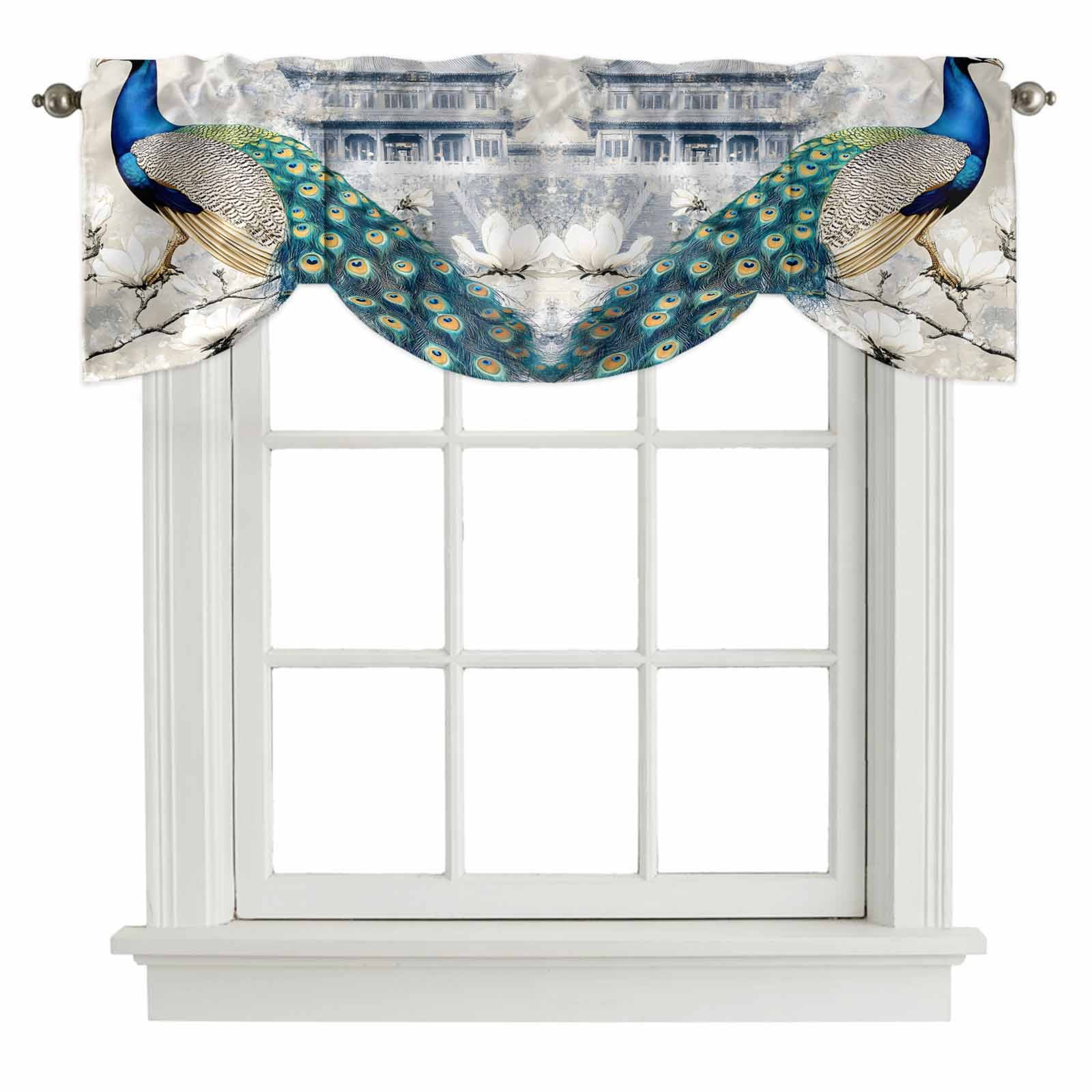 Tie Up Valances for Windows, Elegant Peacock Adjustable Valance ...