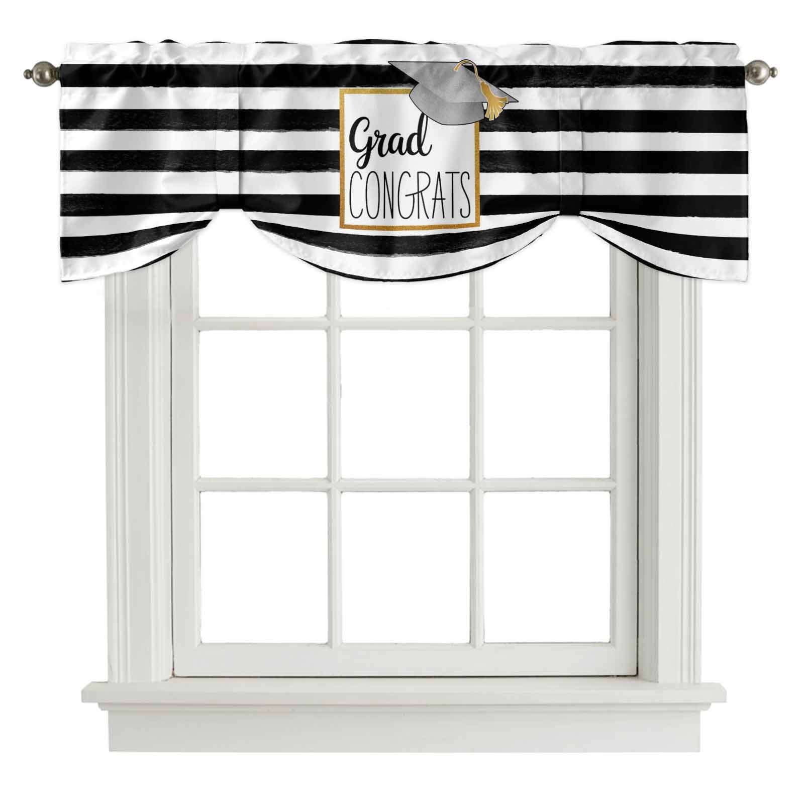 Tie Up Valances for Windows, Graduation Trencher Cap Adjustable Valance ...