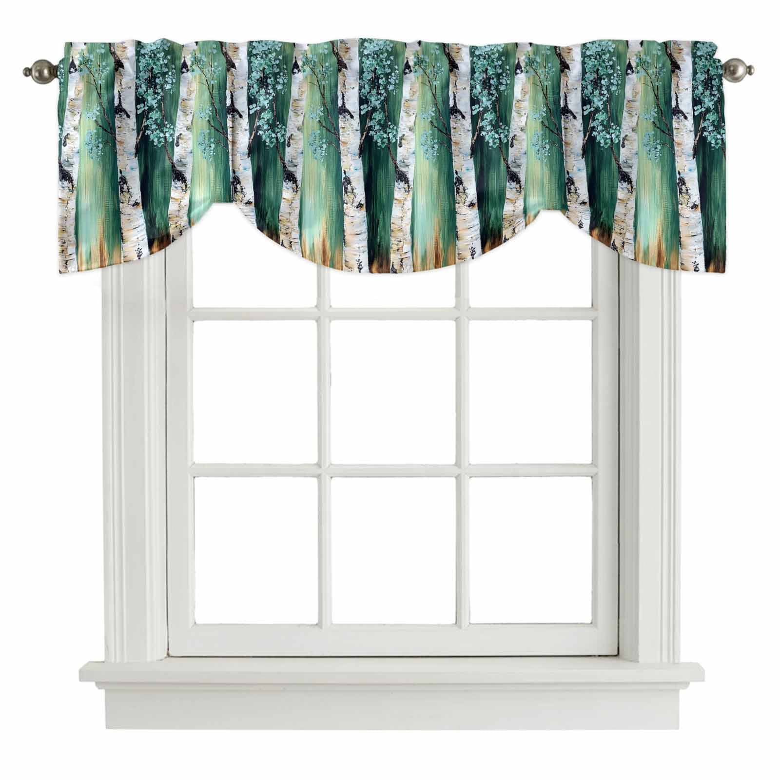 Tie Up Valances for Windows, Green Brown Tree Adjustable Valance ...