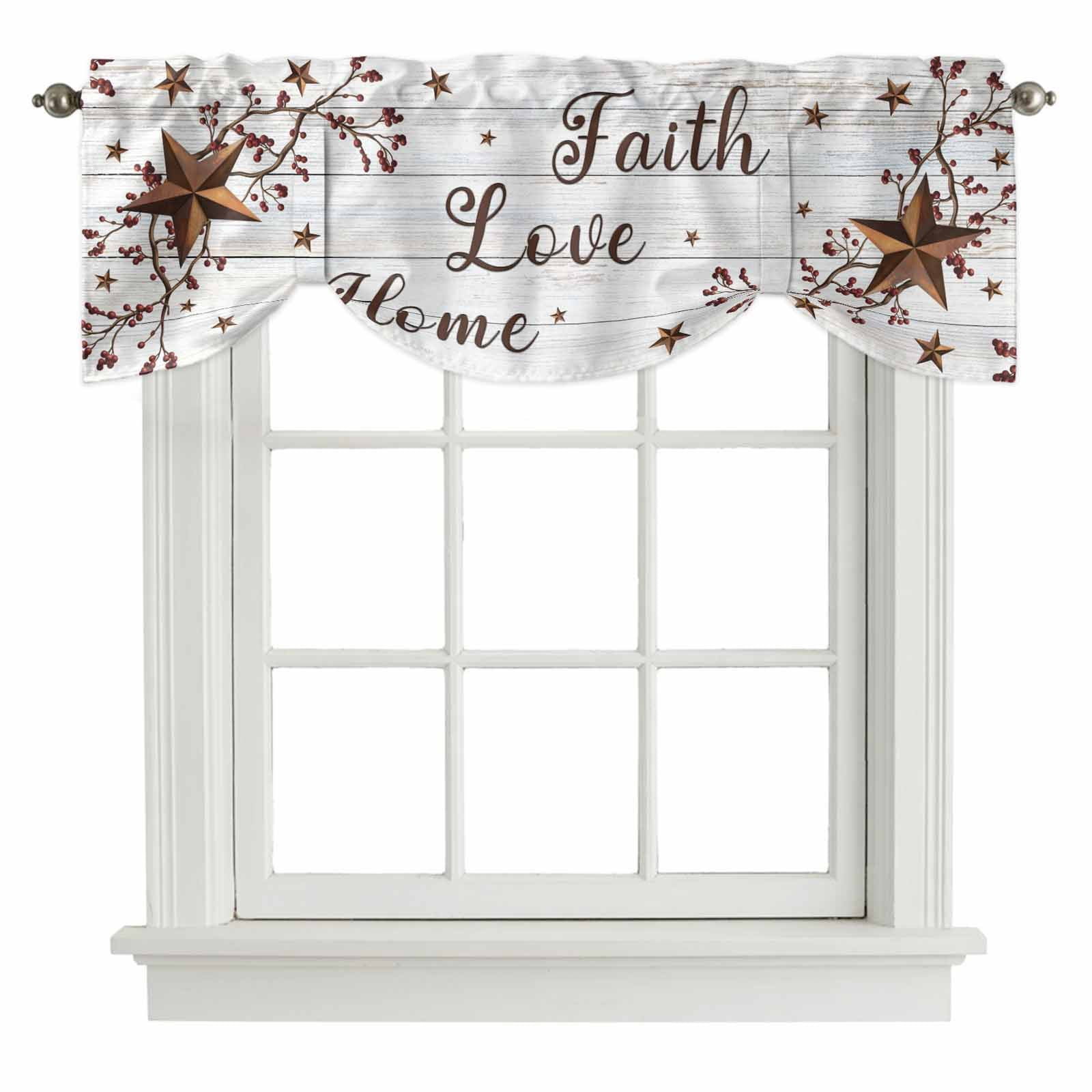 Tie Up Valances for Windows, Grey Wooden Grain Adjustable Valance ...