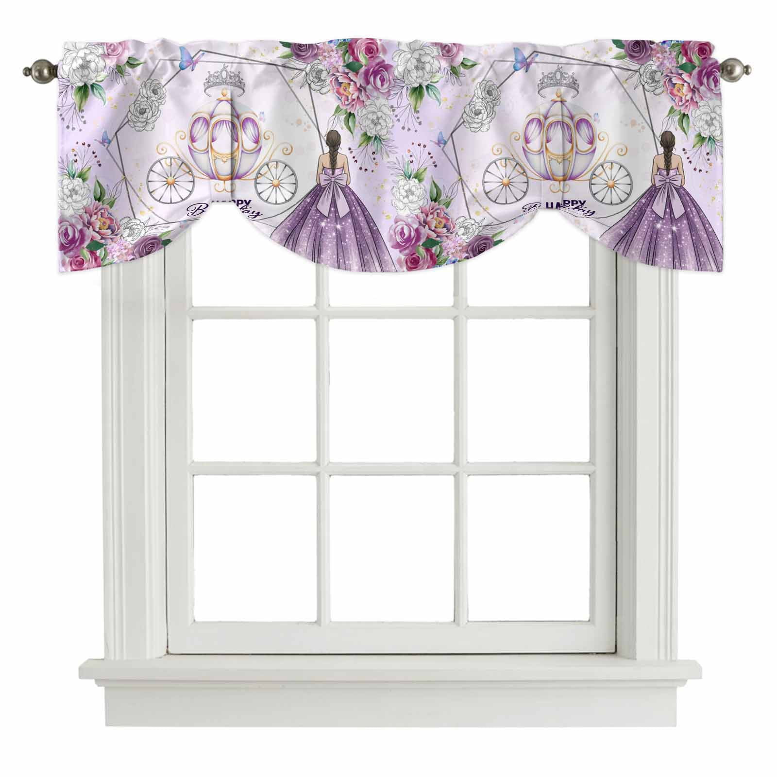 Tie Up Valances for Windows, Happy Birthday Adjustable Valance Curtains ...