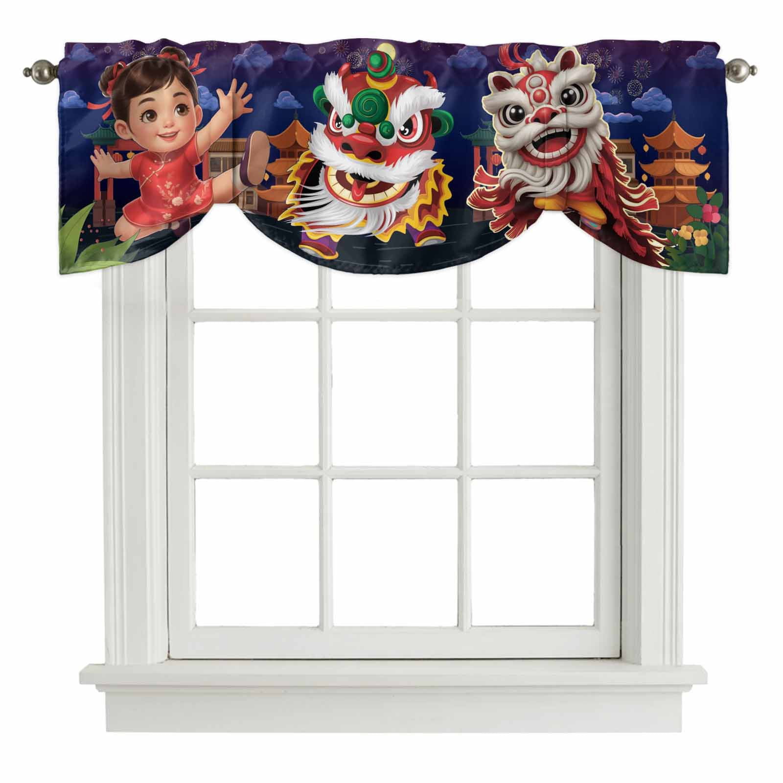 Tie Up Valances for Windows, Happy New Year Adjustable Valance Curtains ...