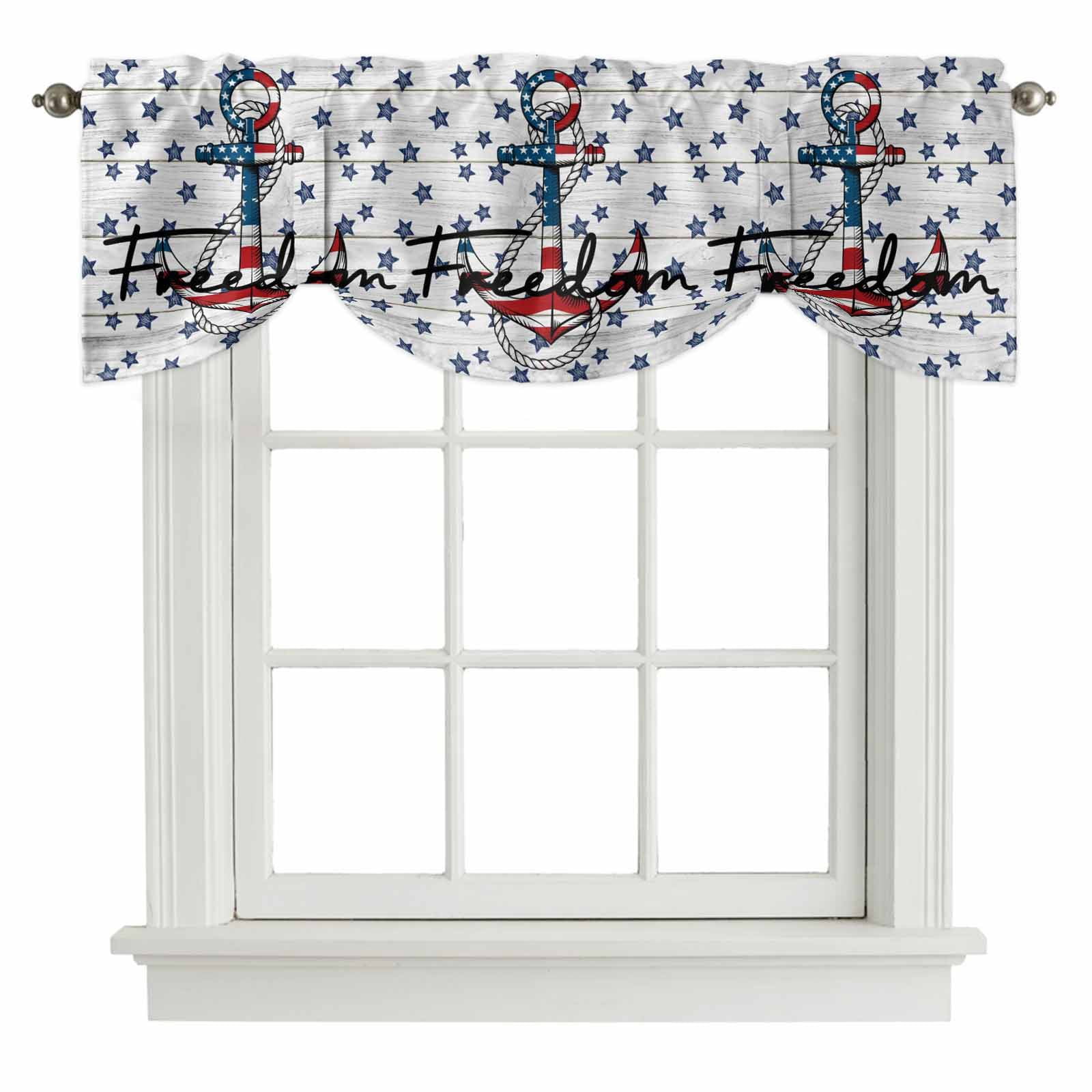 Tie Up Valances for Windows, Independence Day Adjustable Valance ...