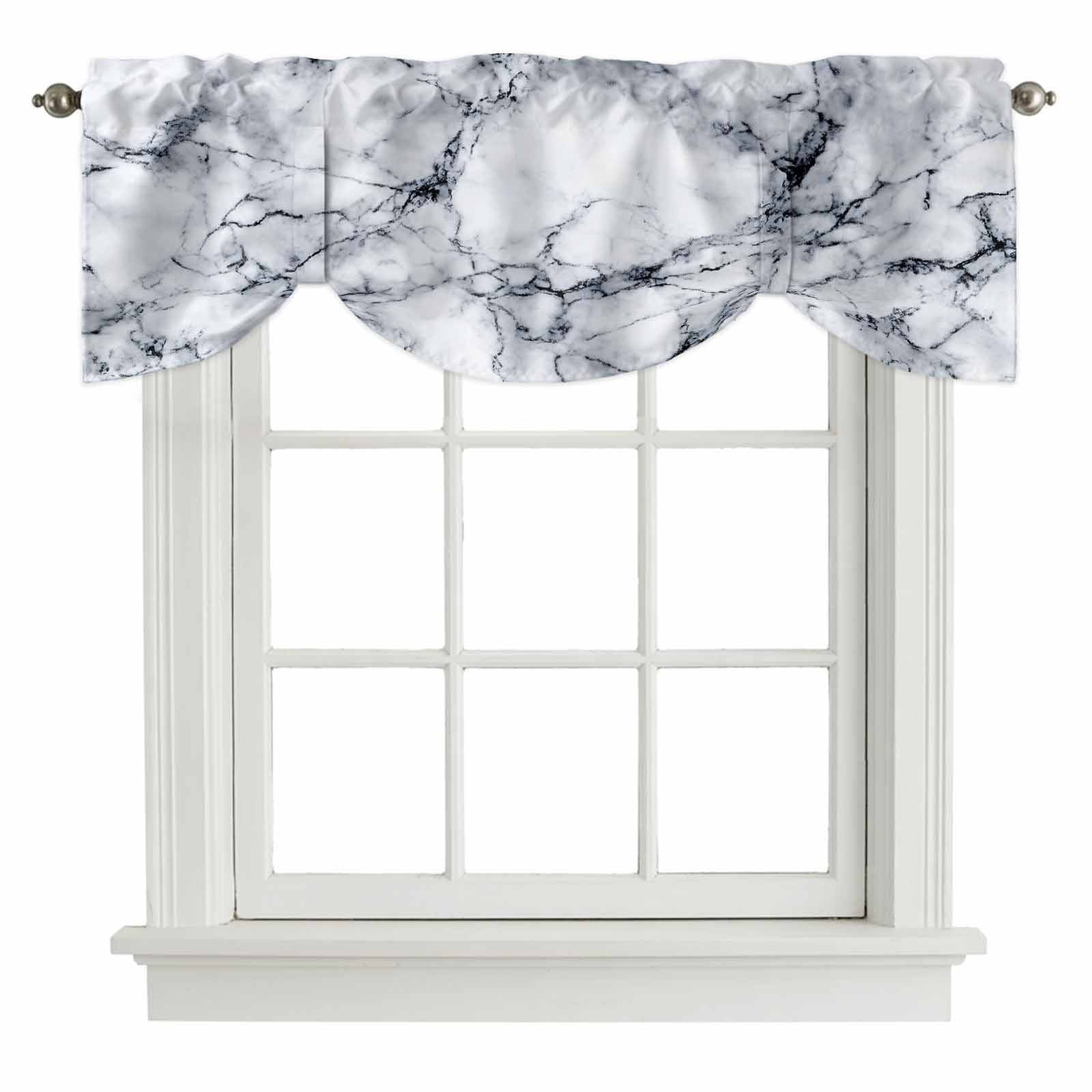 Tie Up Valances for Windows, Marble Adjustable Valance Curtains Window ...