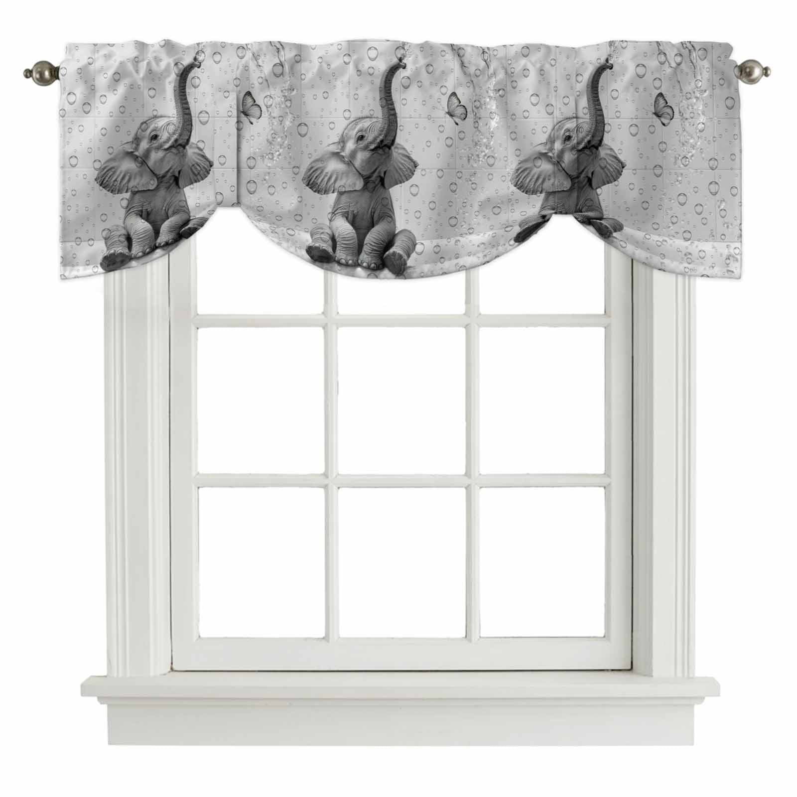 Tie Up Valances for Windows, Modern Elephant Adjustable Valance ...