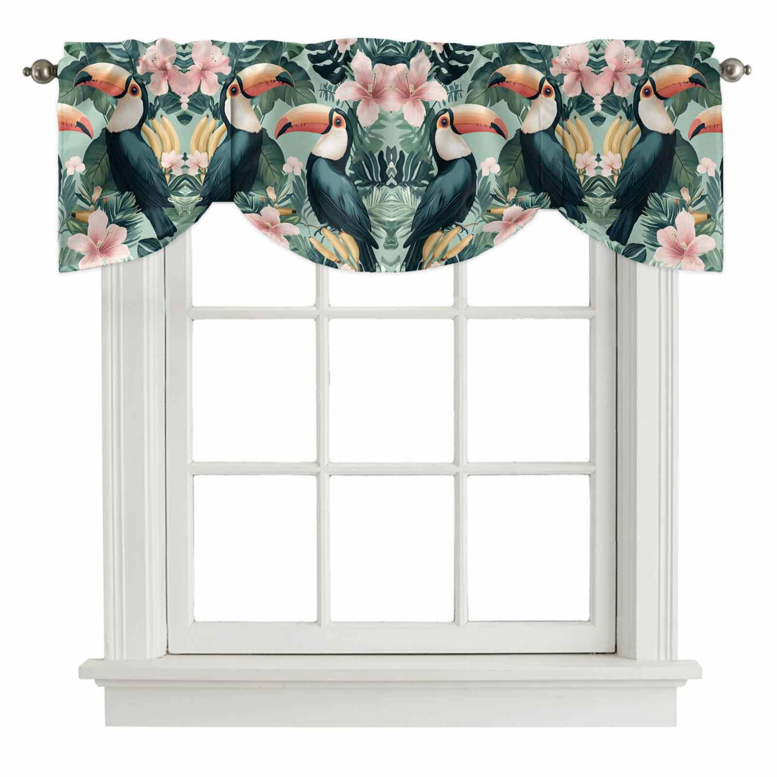 Tie Up Valances for Windows, Parrot Flower Adjustable Valance Curtains ...