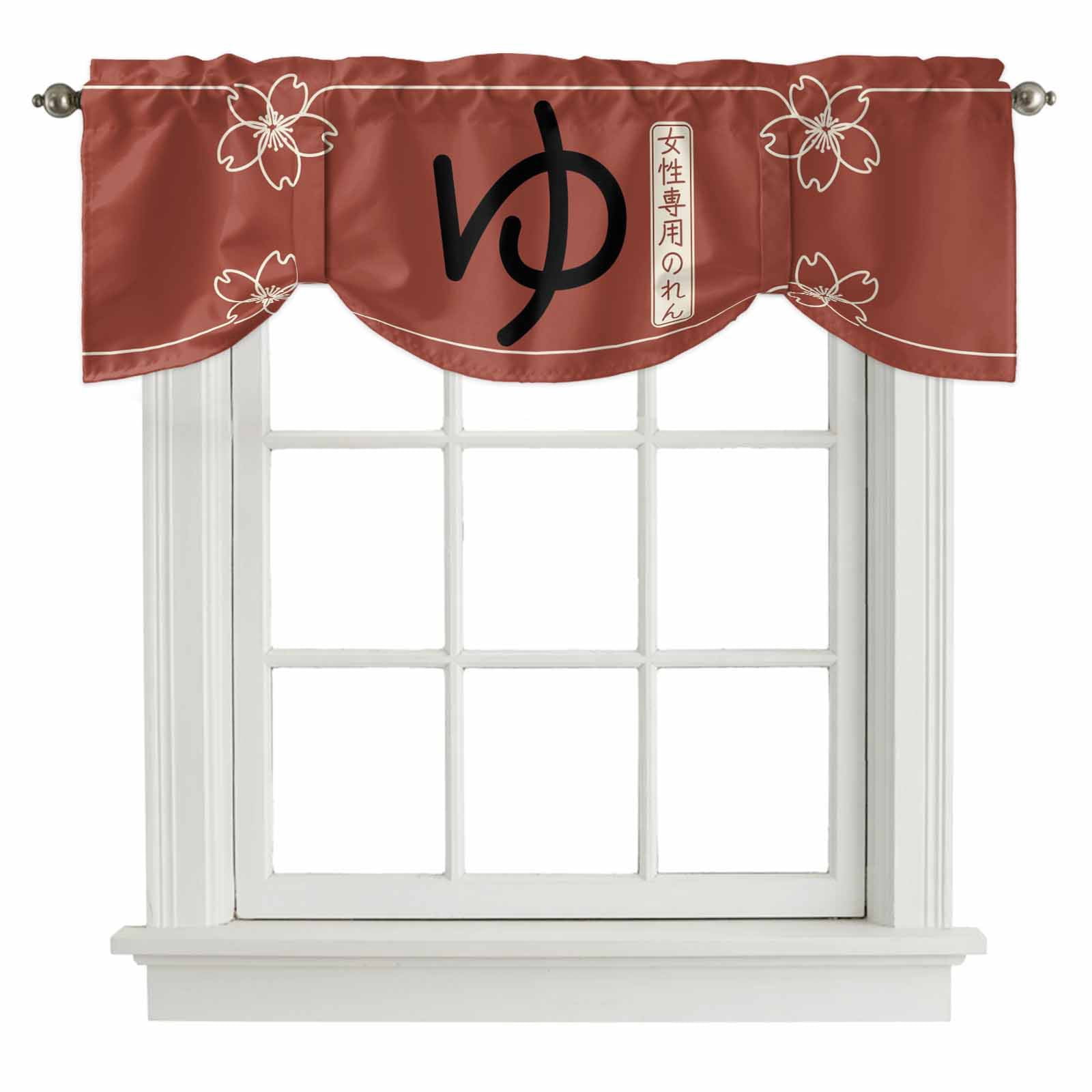 Tie Up Valances for Windows, Red Japanese Women Adjustable Valance ...