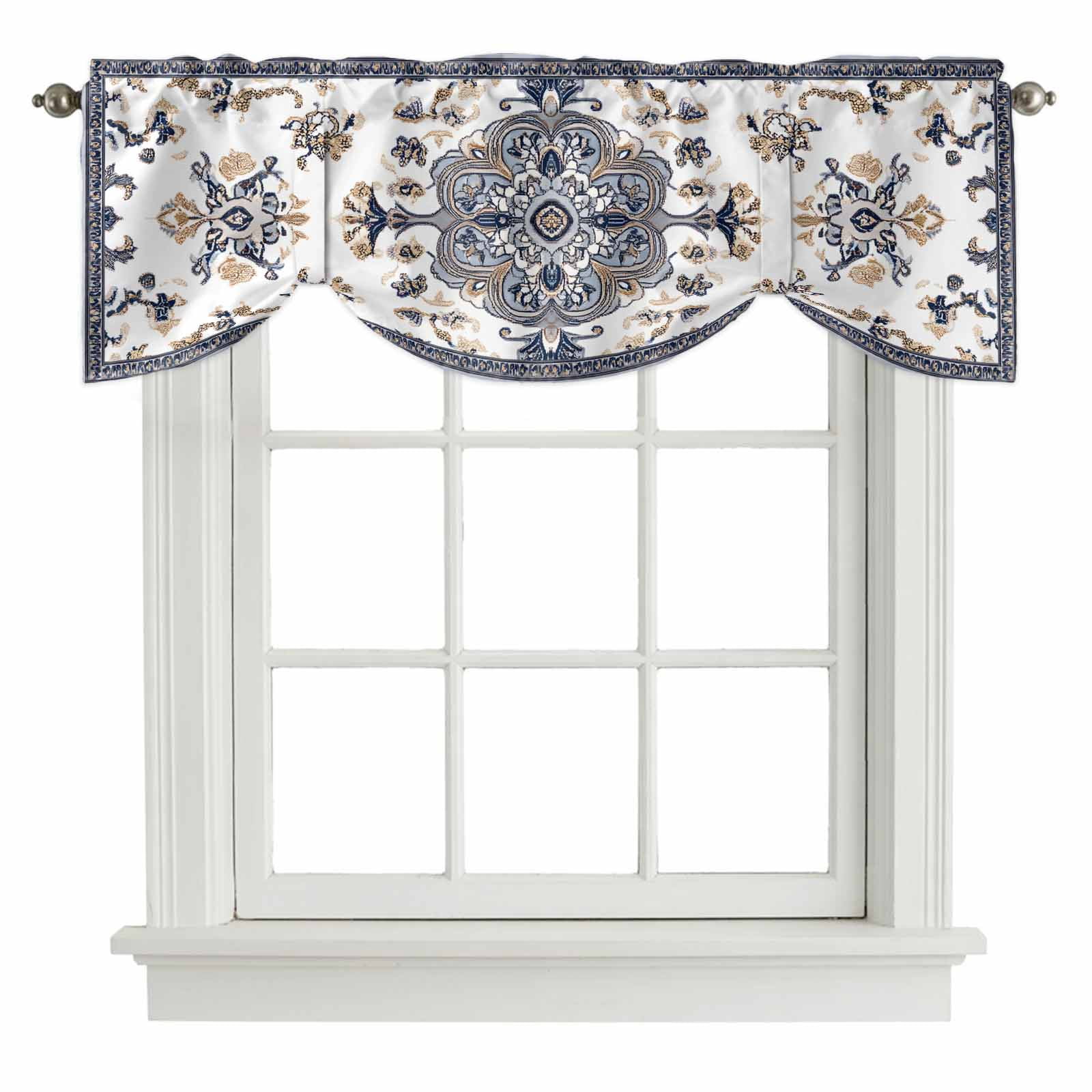 Tie Up Valances for Windows, Retro Boho Adjustable Valance Curtains ...
