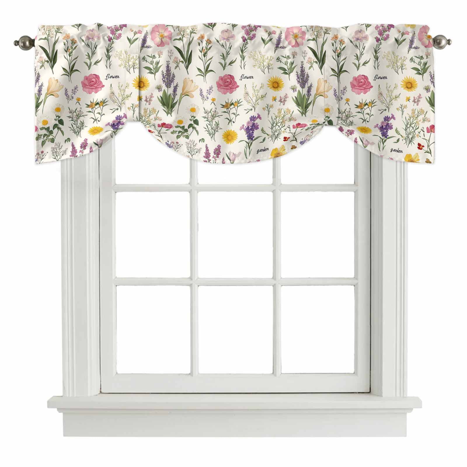 Tie Up Valances for Windows, Spring Botanical Adjustable Valance ...