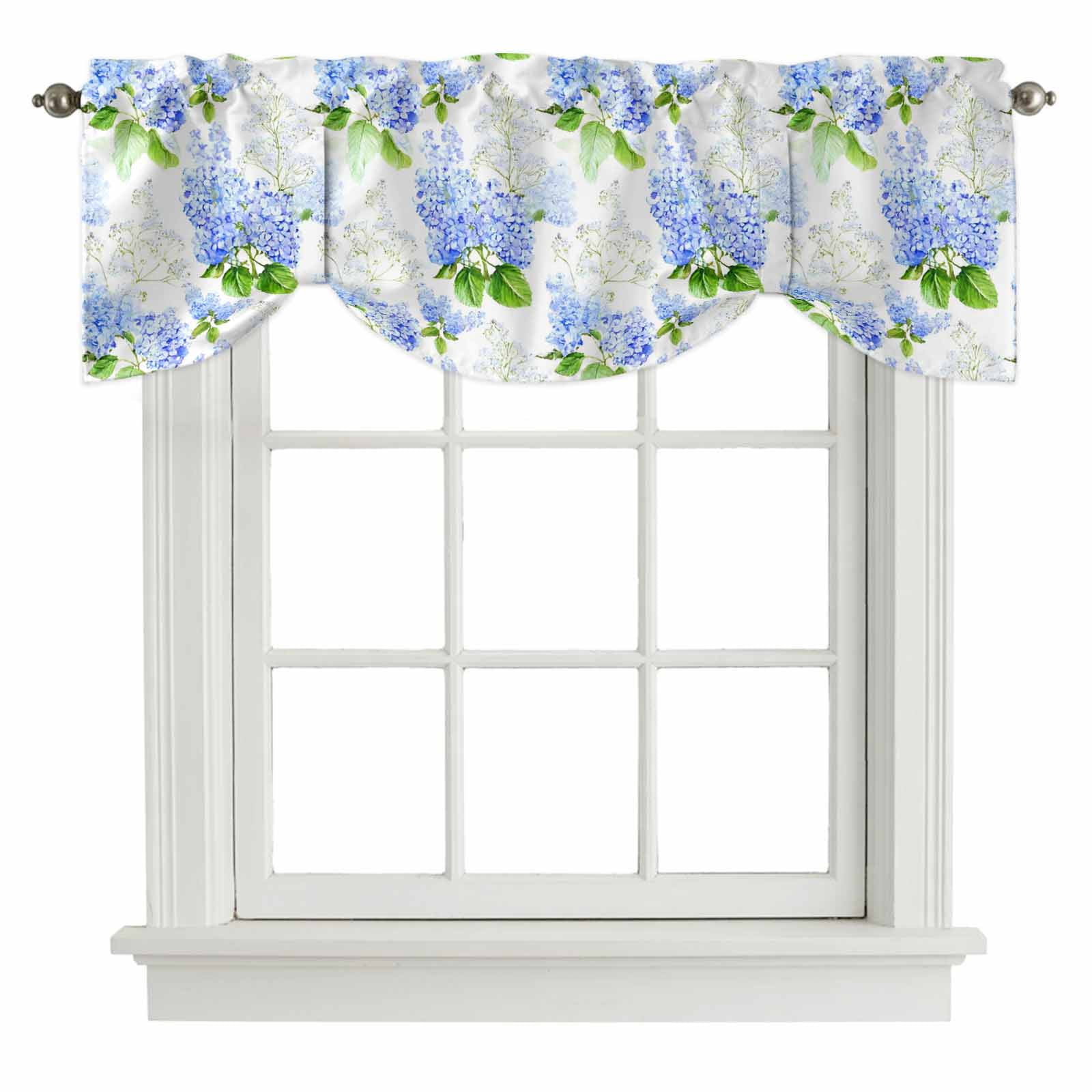 Tie Up Valances for Windows, Summer Hydrangeas Adjustable Valance ...