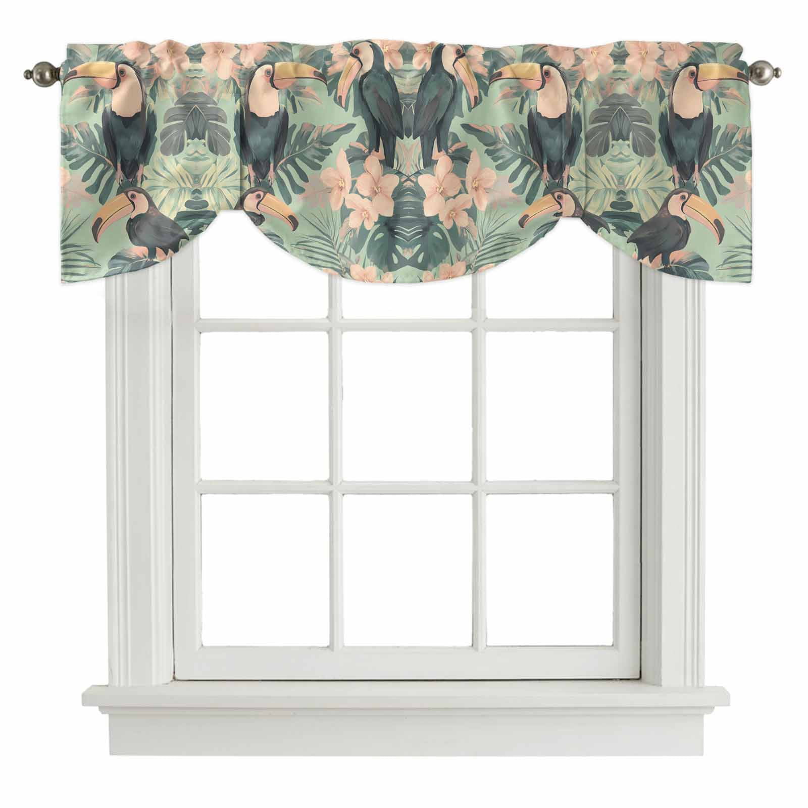 Tie Up Valances for Windows, Summer Parrot Adjustable Valance Curtains ...