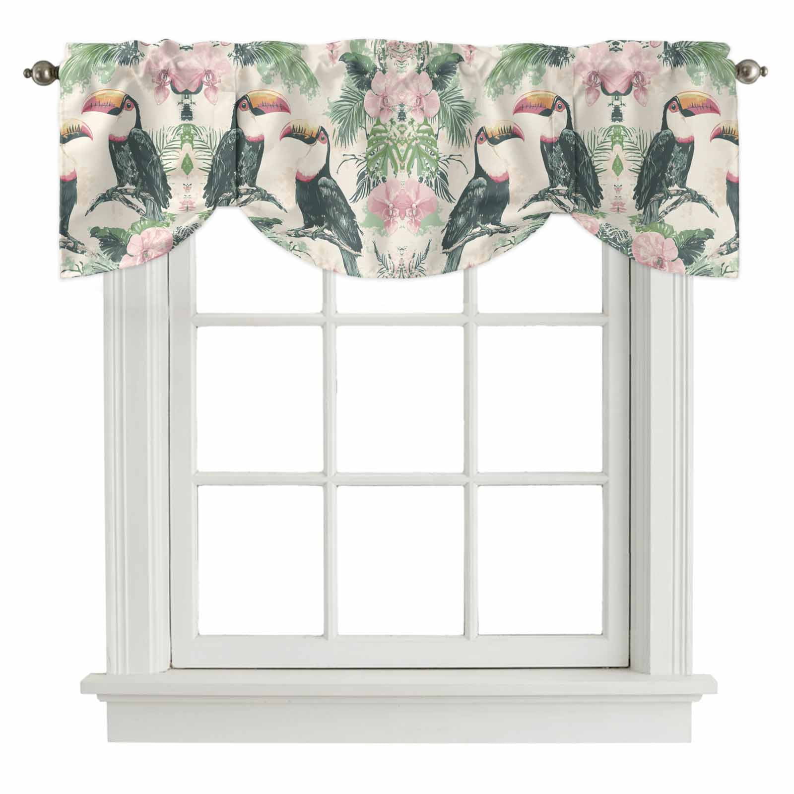 Tie Up Valances for Windows, Summer Parrot Adjustable Valance Curtains ...
