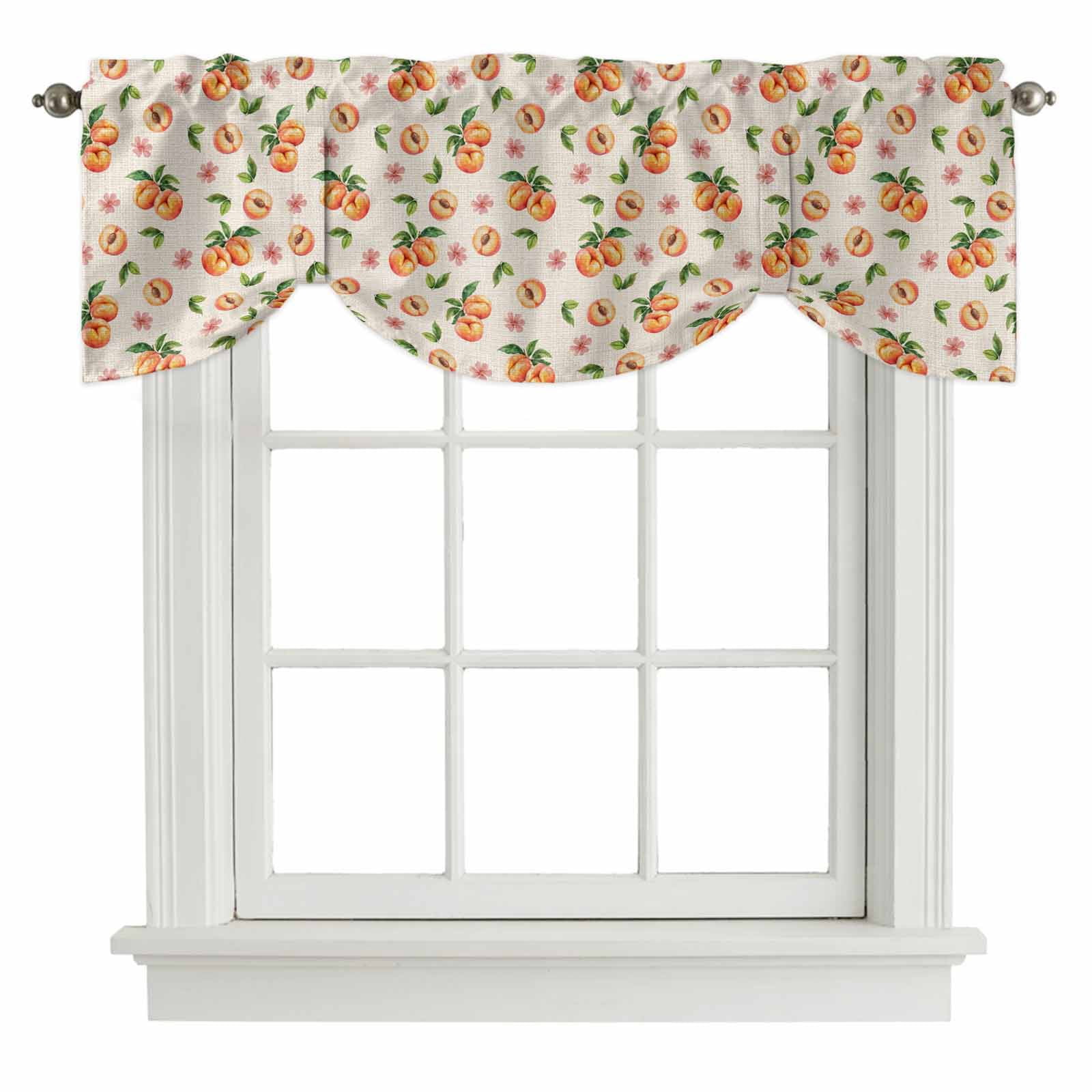 Tie Up Valances for Windows, Summer Peach Adjustable Valance Curtains ...
