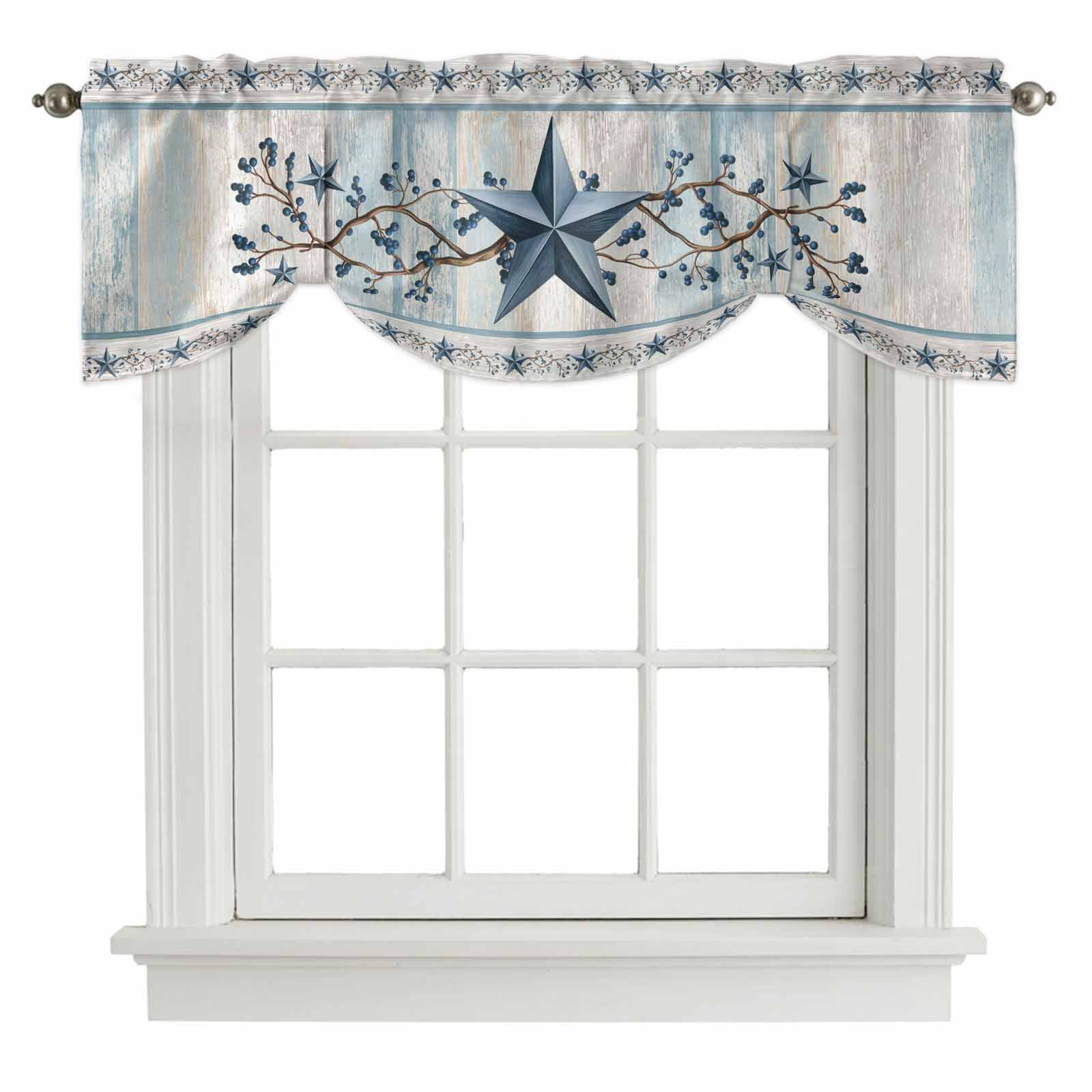 Tie Up Valances for Windows, Texas Star Blue Adjustable Valance ...
