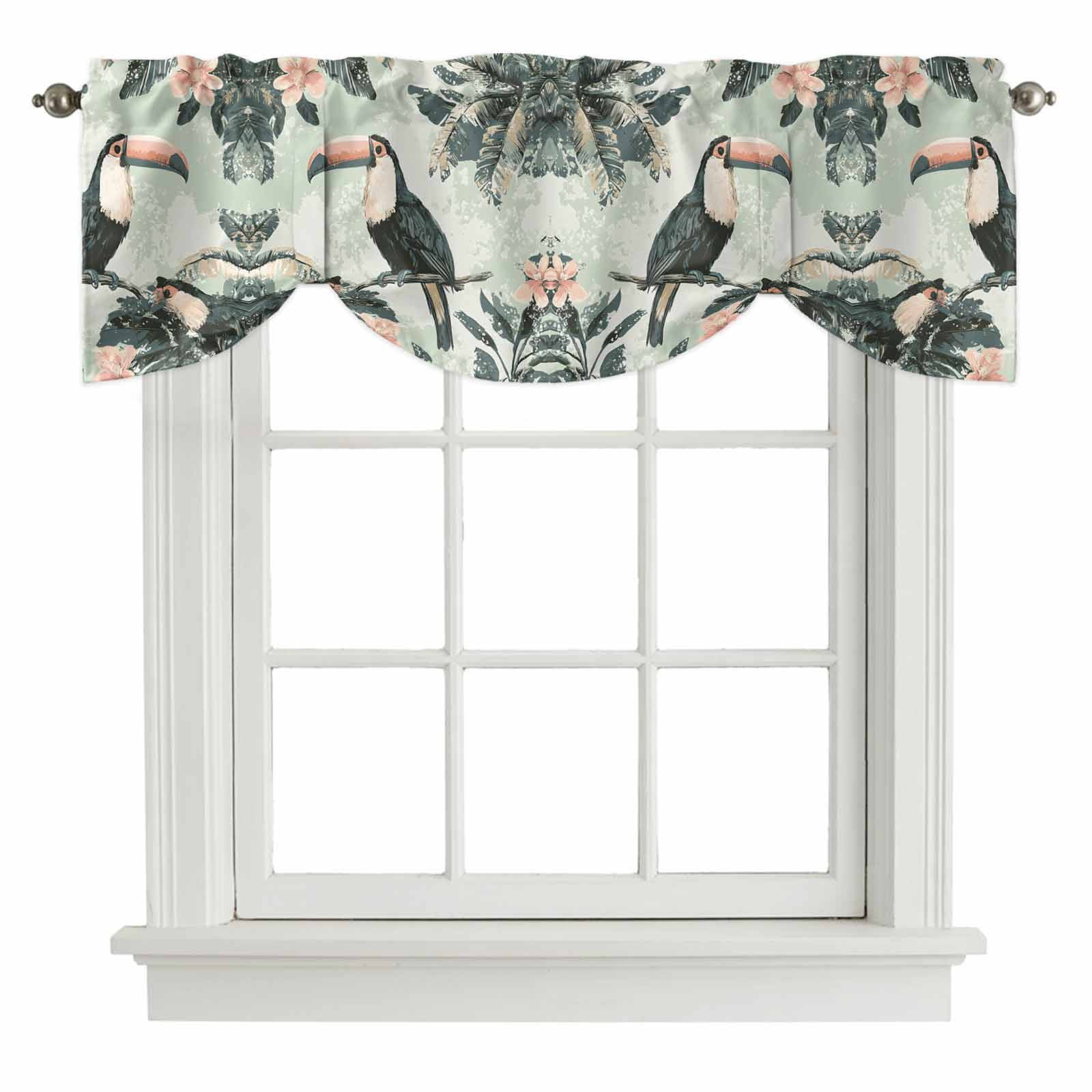 Tie Up Valances for Windows, Tropical Parrot Adjustable Valance ...