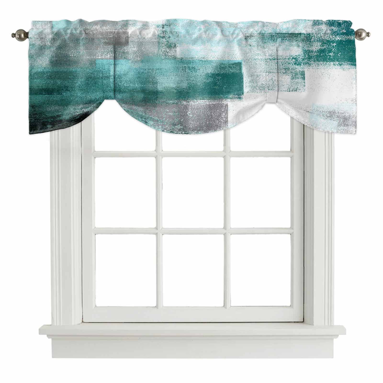 Tie Up Valances for Windows, Turquoise Ombre Adjustable Valance ...