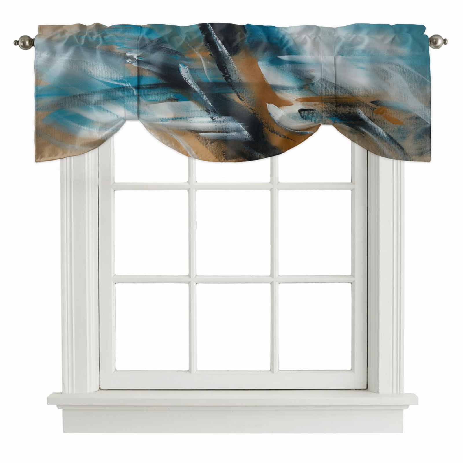 Tie Up Valances for Windows, Turquoise Ombre Adjustable Valance ...