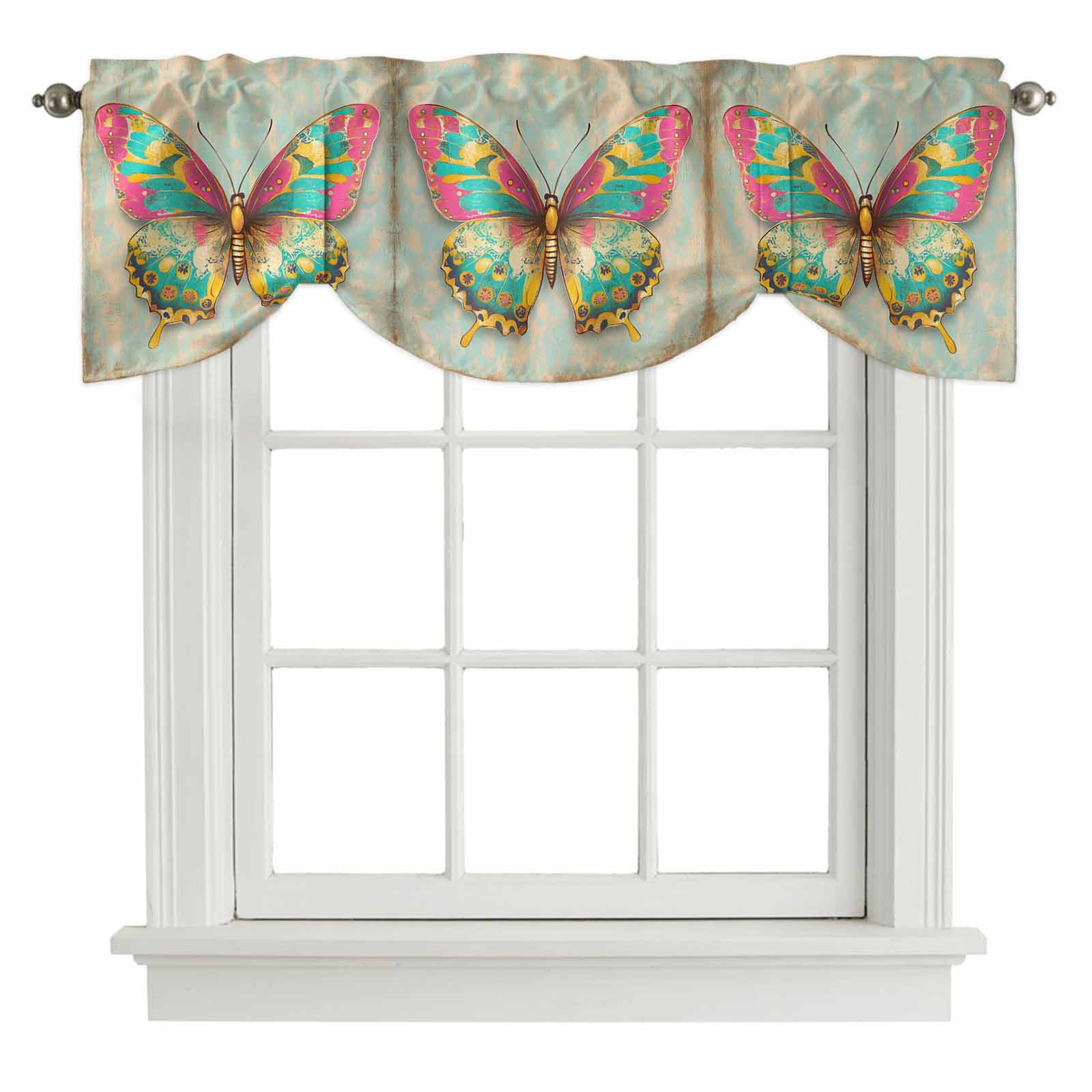 Tie Up Valances for Windows, Vintage Butterfly Adjustable Valance ...