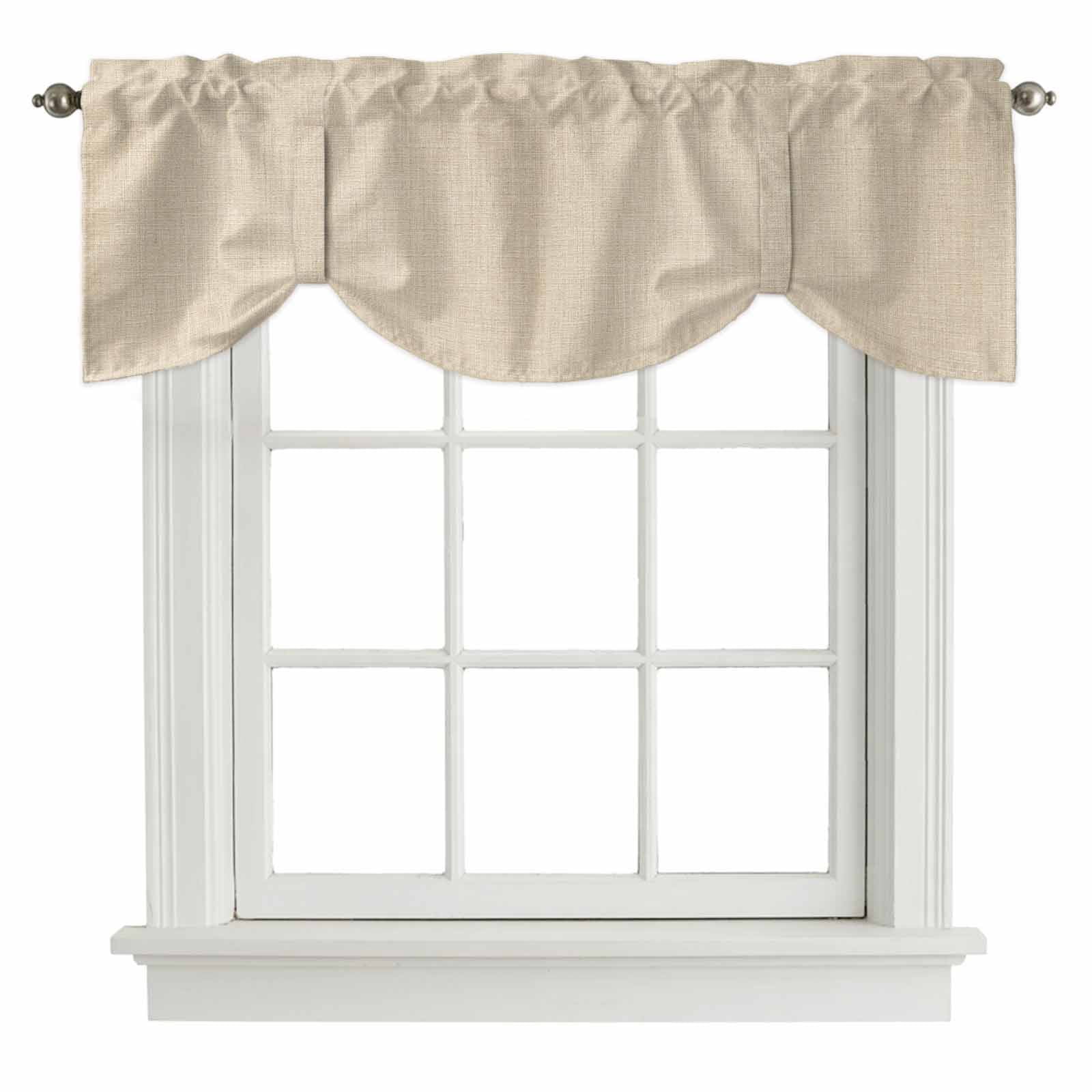 Tie Up Valances for Windows, Vintage Cream Adjustable Valance Curtains ...