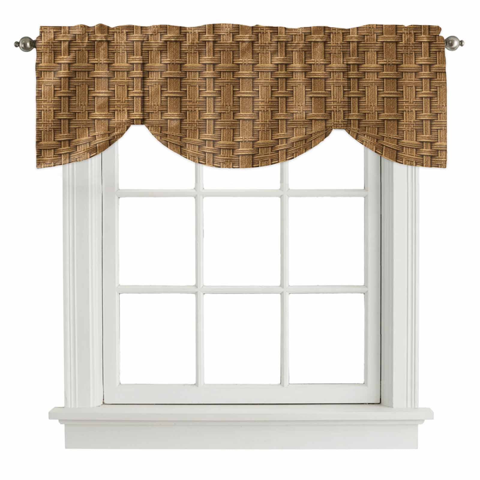 Tie Up Valances for Windows, Vintage Rattan Adjustable Valance Curtains ...