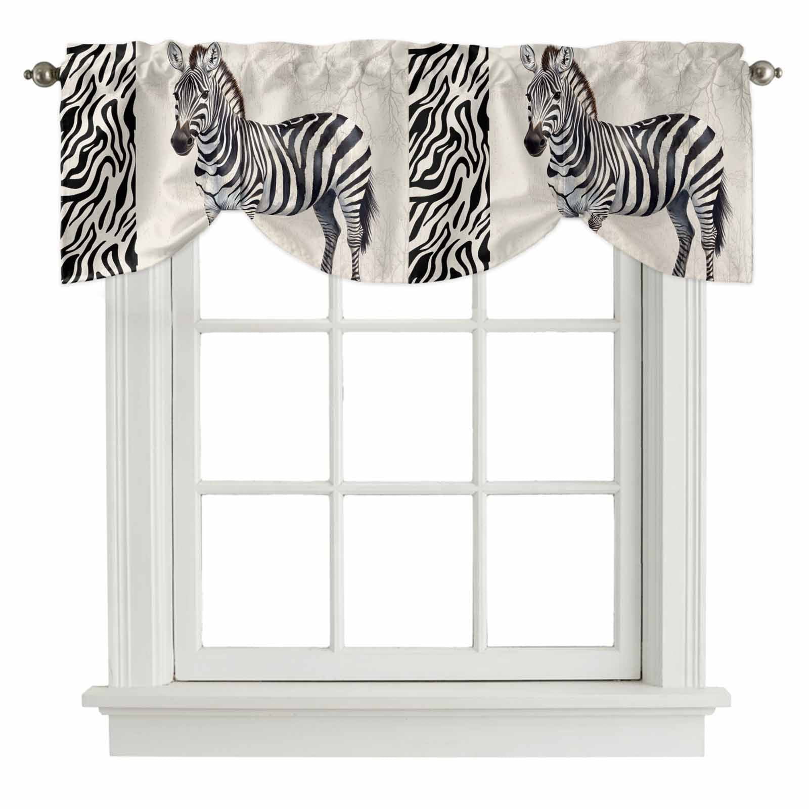 Tie Up Valances for Windows, Vintage Zebra Adjustable Valance Curtains ...