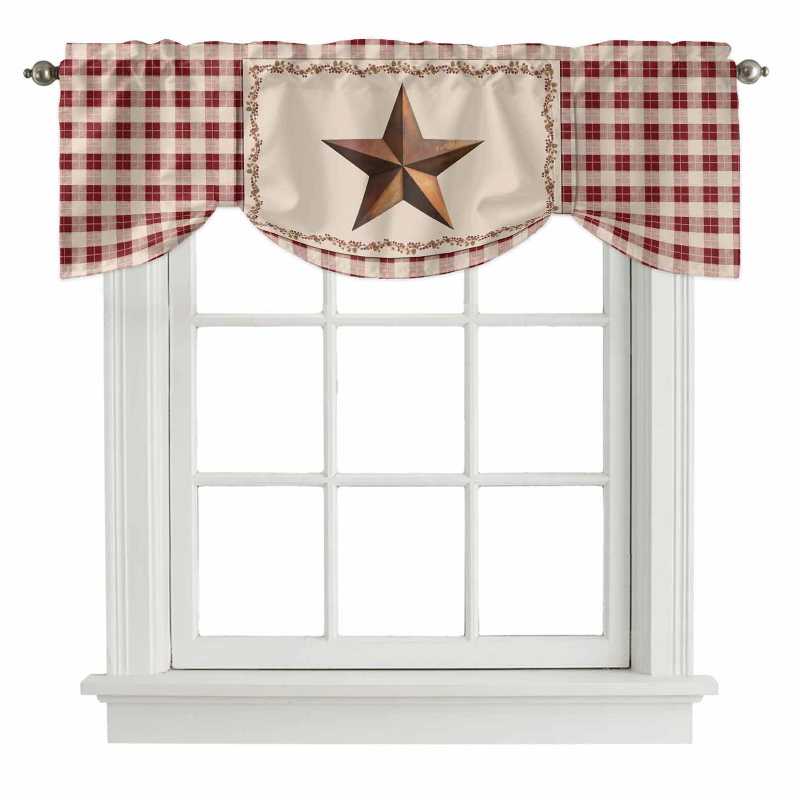 Tie Up Valances for Windows, Western Texas Star Retro Adjustable ...