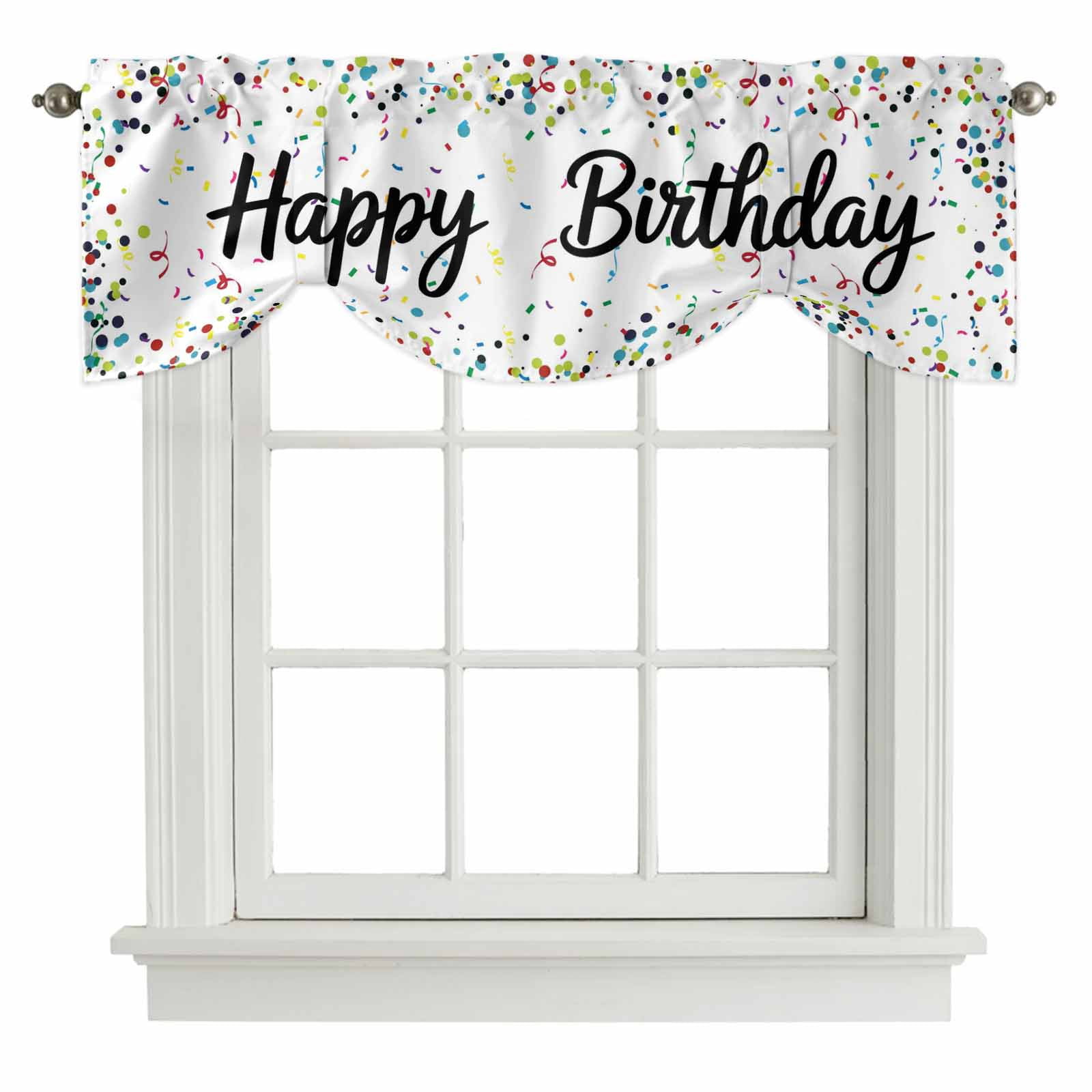Tie Up Valances for Windows, White Birthday Adjustable Valance Curtains ...