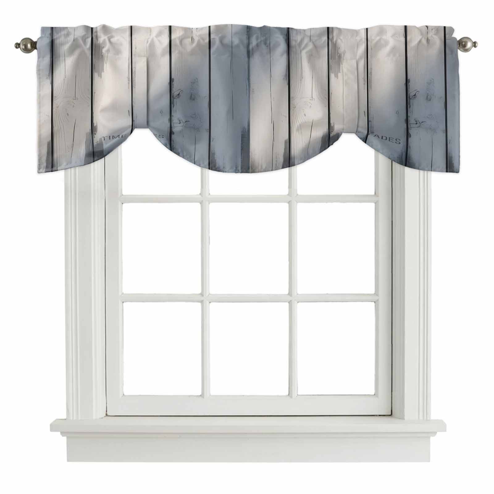 Tie Up Valances for Windows, White Wooden Adjustable Valance Curtains ...