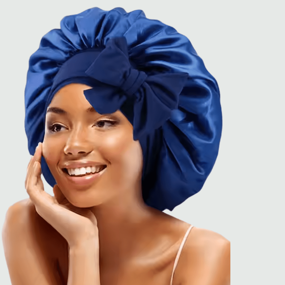 Tie bonnet for long hair, Silky satin sleep bonnet, Jumbo satin bonnet ...