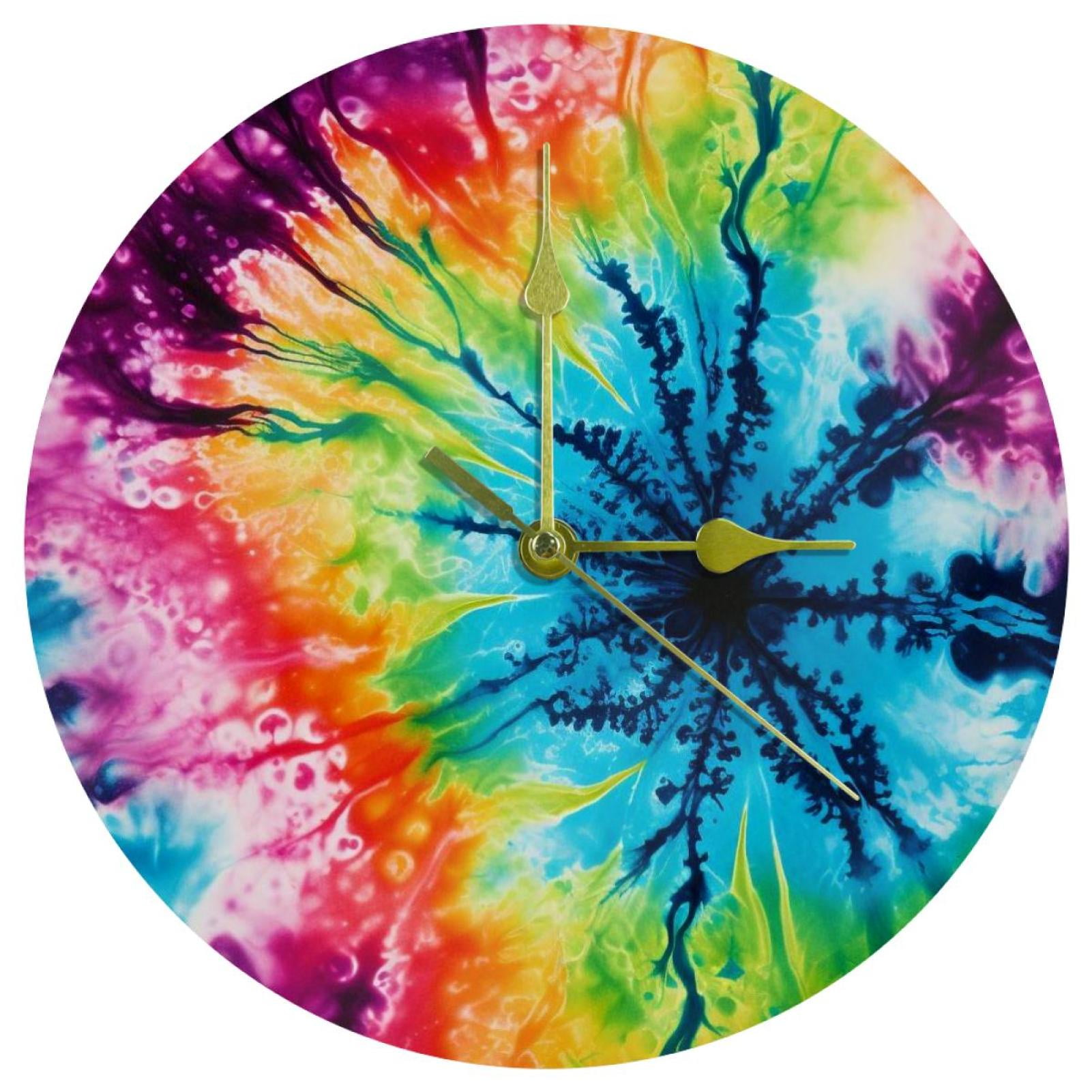 Tie-dye Circular Acrylic Wall Clock - Elegant Timepiece for Home Décor ...