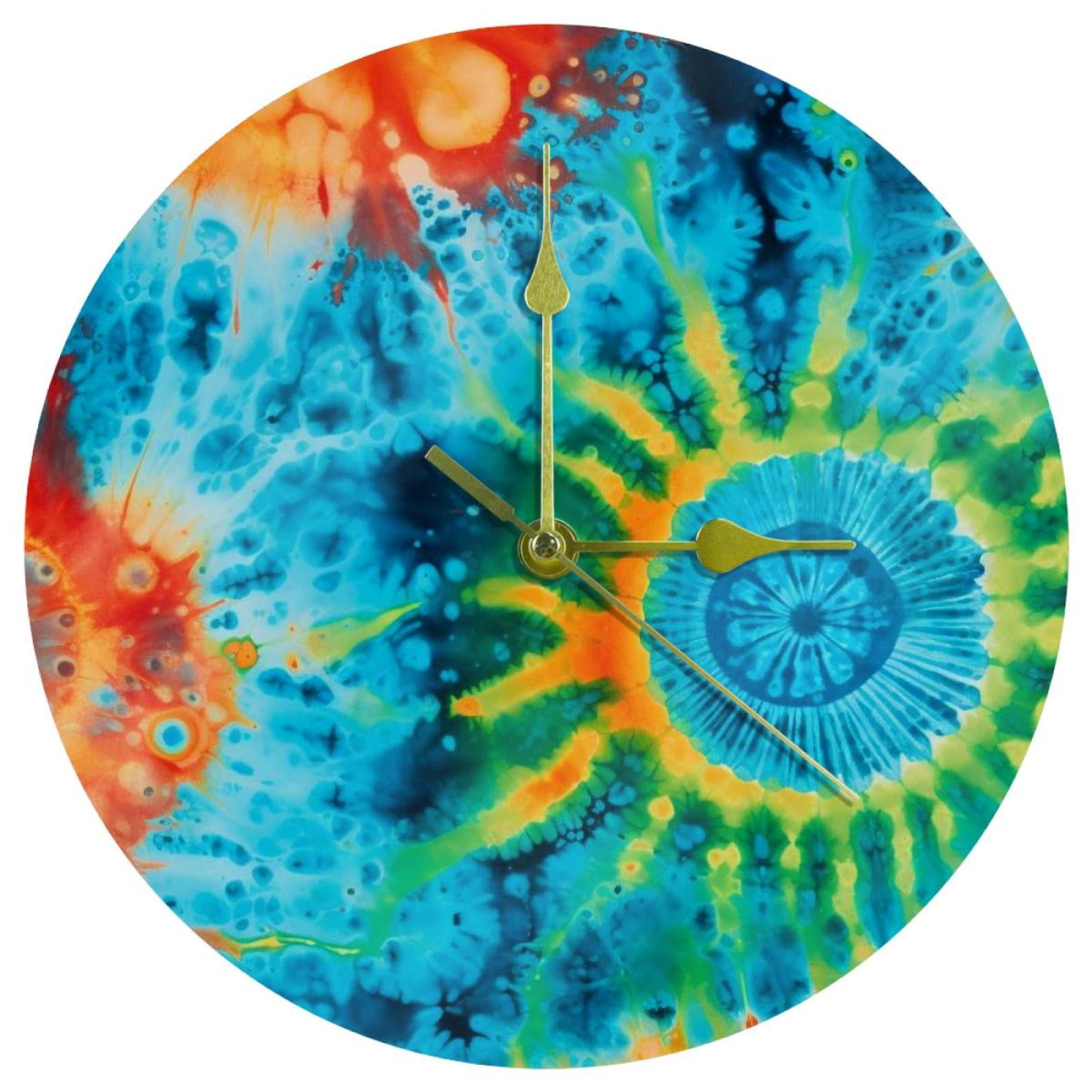 Tie-dye Circular Acrylic Wall Clock - Sleek & Modern Timepiece for ...