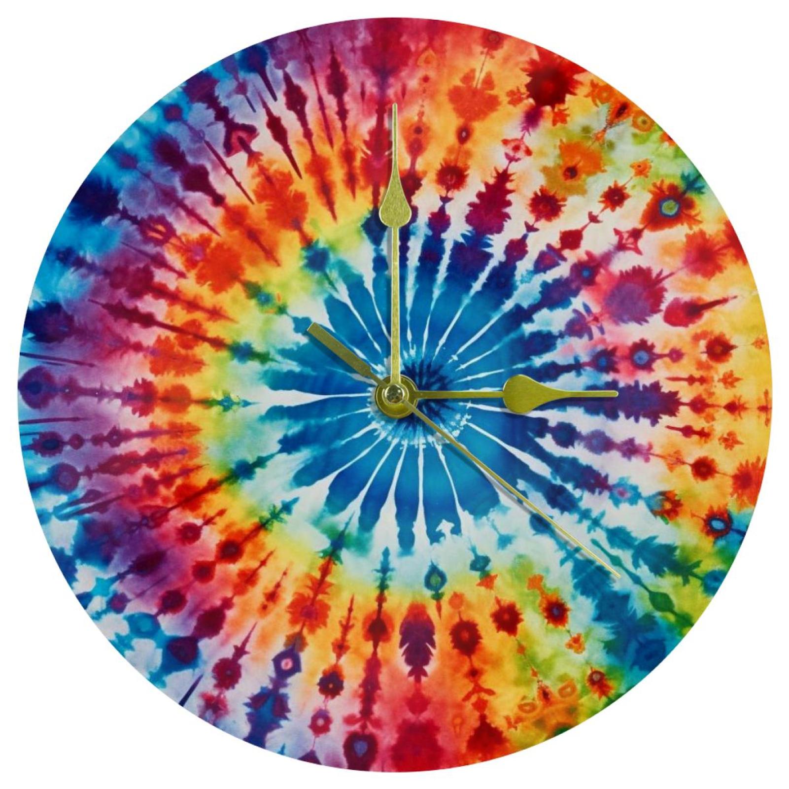 Tie-dye Circular Acrylic Wall Clock - Stylish Timepiece for Home Decor ...