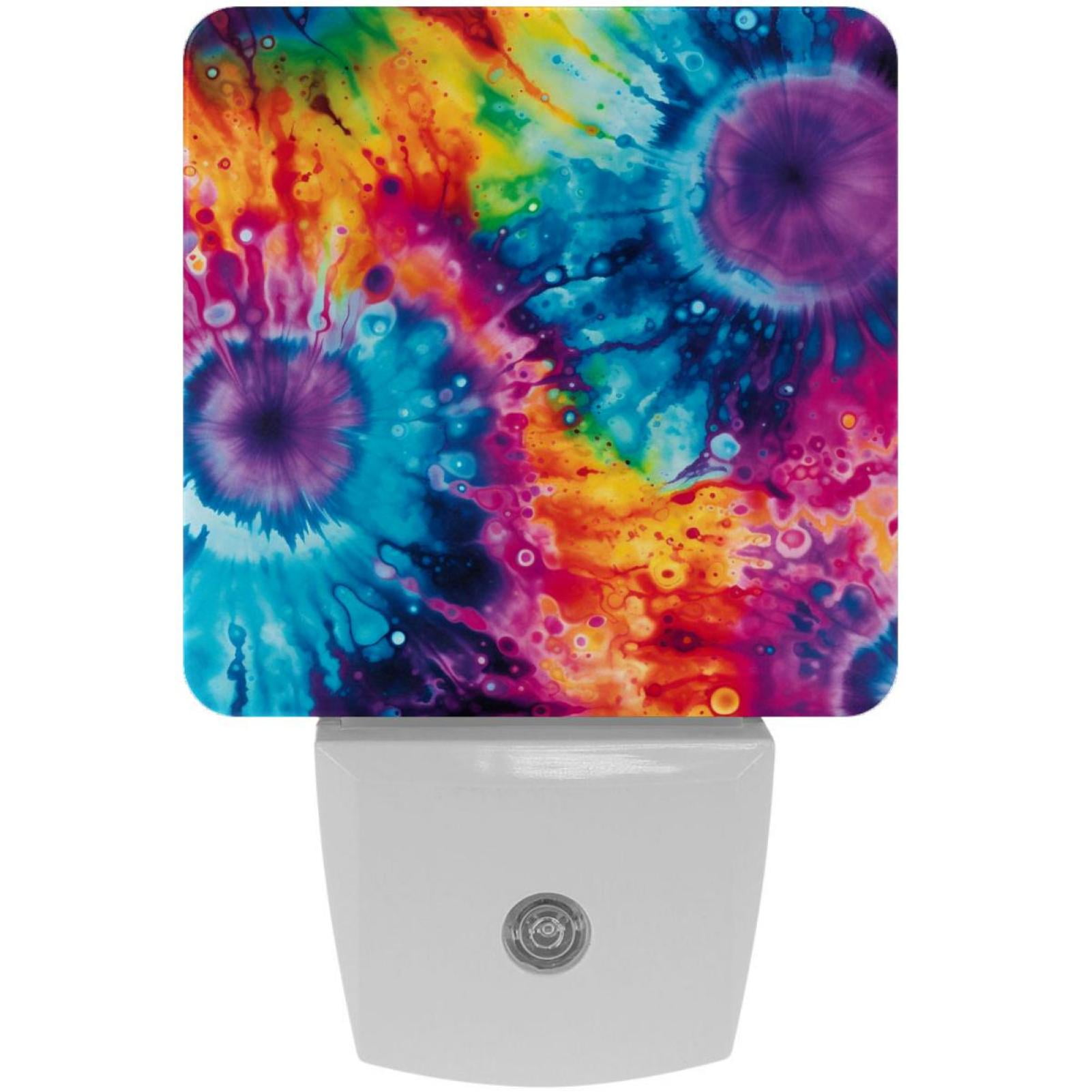 Tie-dye LED Square Night Lights for Bedroom and Living Room, Decorative Mood Lighting with ...