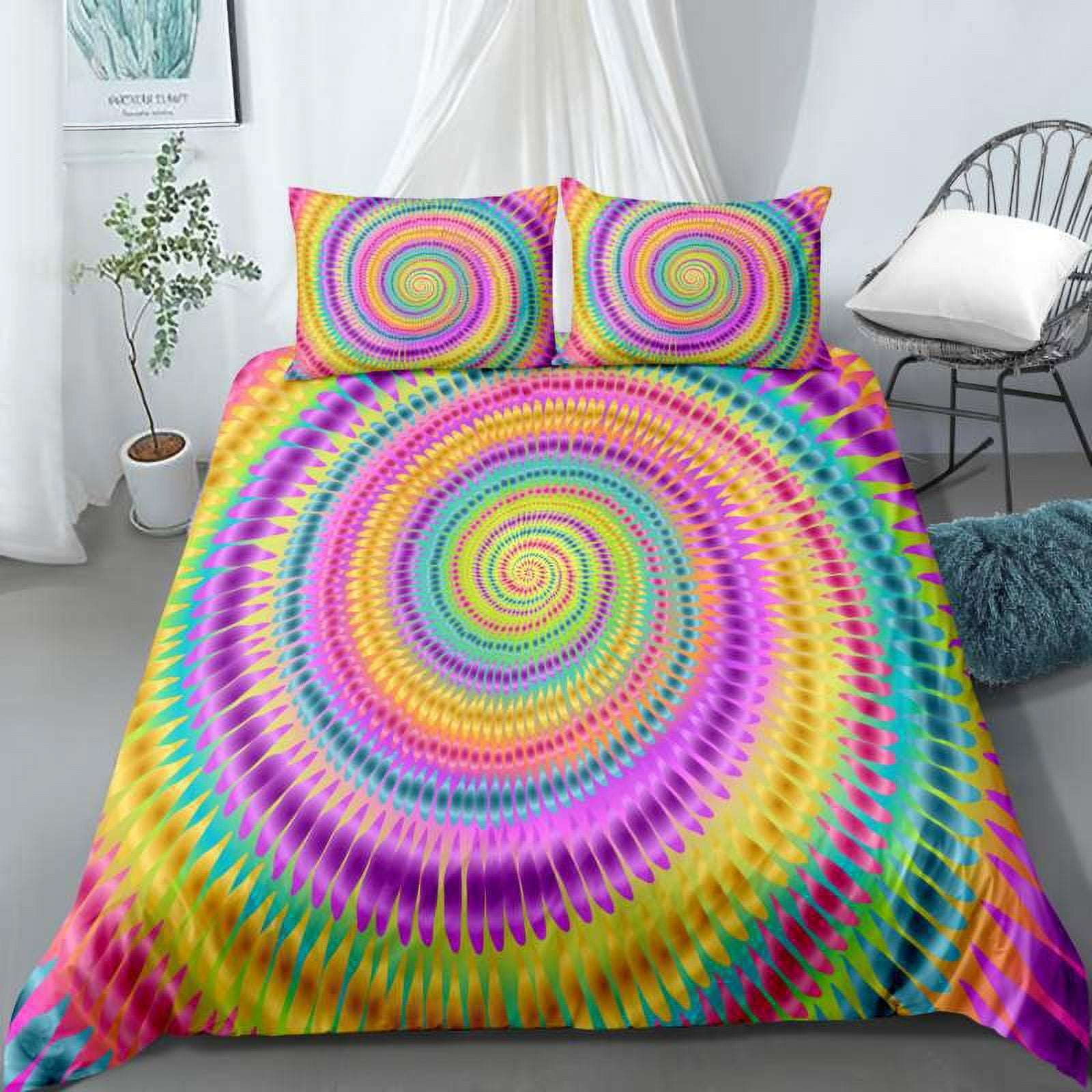 Pattern Bedding Bed Set 3D Printed Fashion Tie Dye Bedding Comforter ...