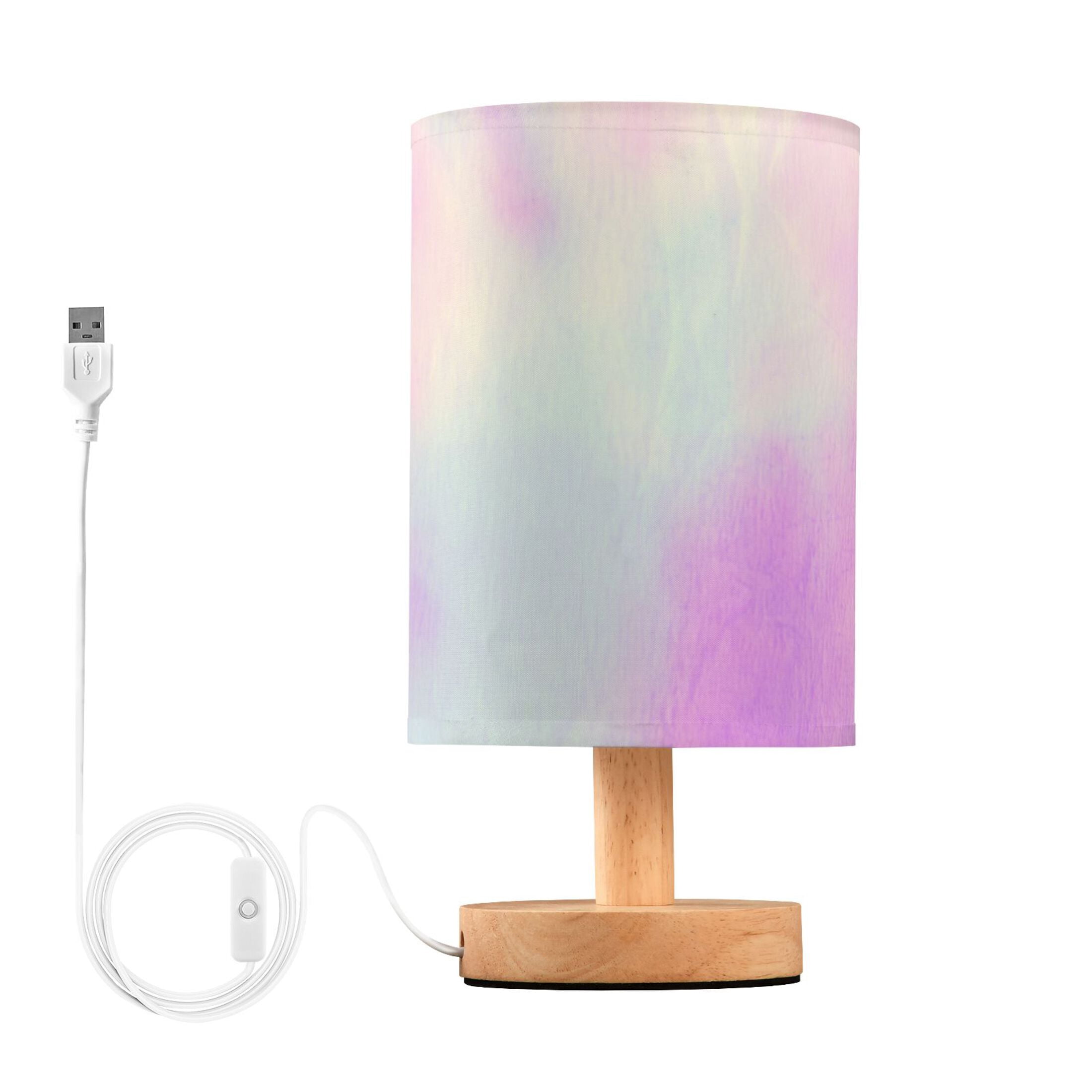 Tie-dye Pink Pattern Bedside Table Lamp LED Warm Lights with USB ...