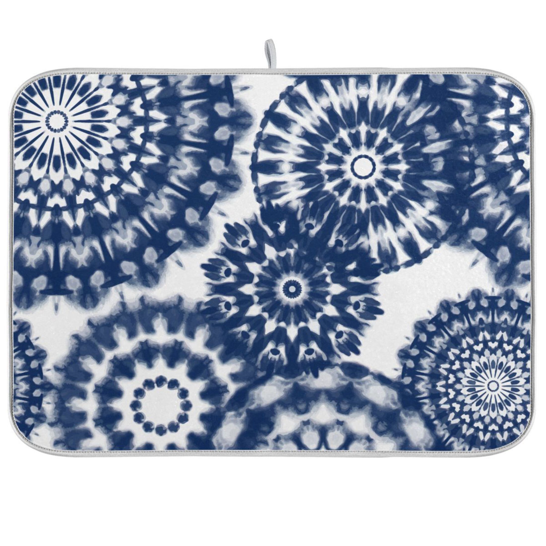 Tie-dye with Blue Dish Drying Mat Microfiber Kitchen Mats Large Counter ...
