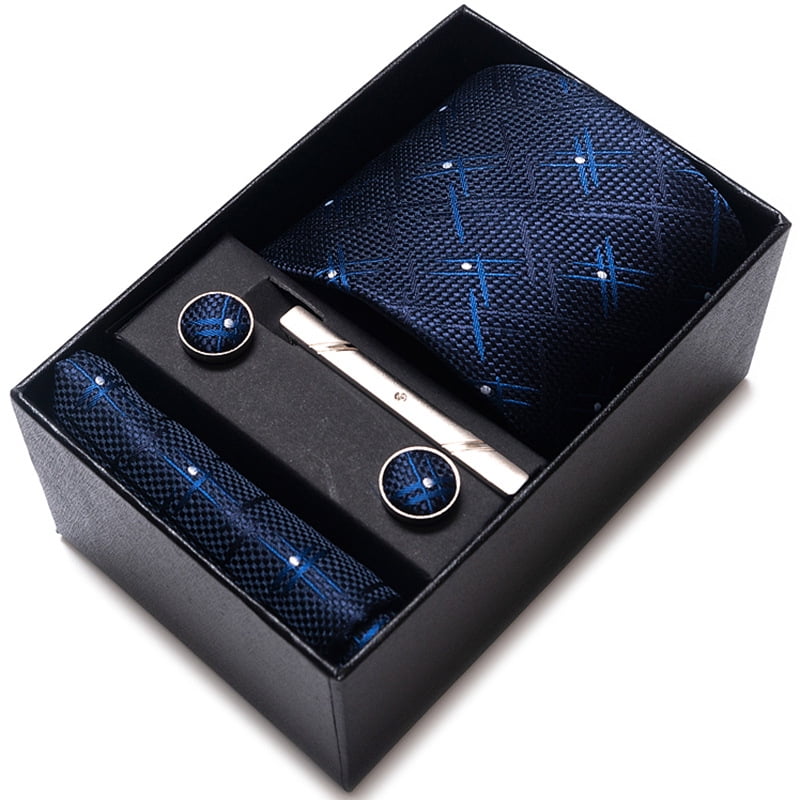 Tie for Men Holiday Gift Tie Pocket Squares Cufflink Set Necktie Box ...