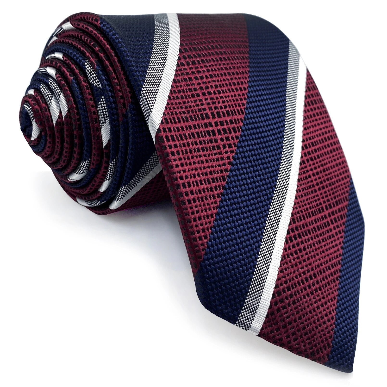 Tie for Men Stripes Blue Red White Necktie Formal Regular Classic Size ...