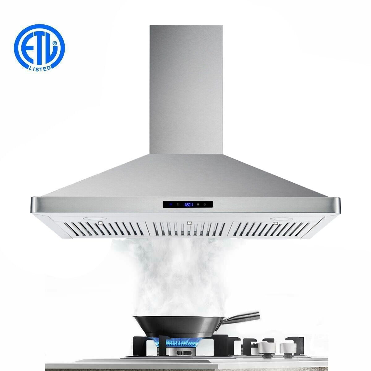 Tieasy 36'' Wall Mount Range Hood, Stainless Steel Kitchen Stove Vent ...