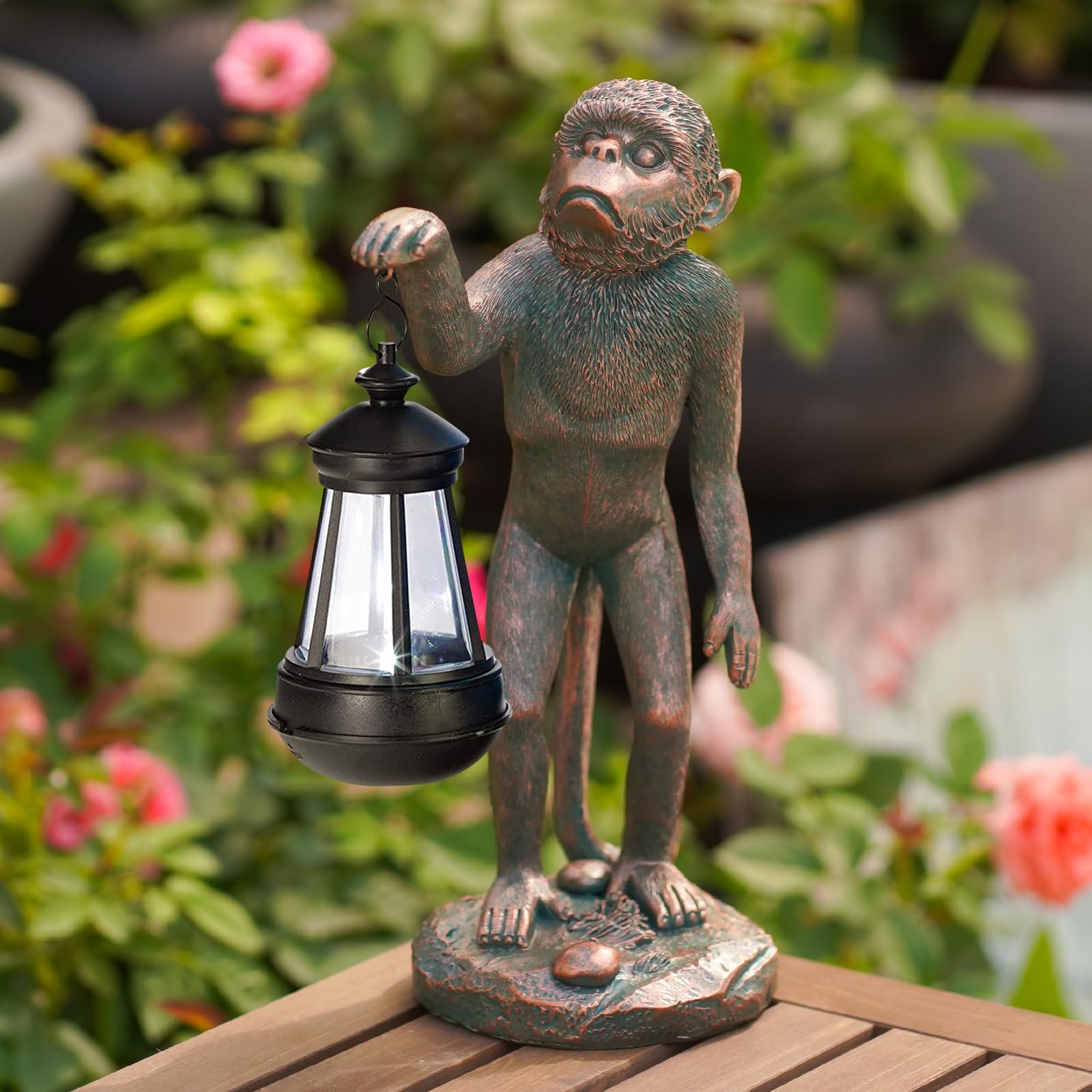 Tiejiajiang Garden Statue Monkey Figurine - Monkey Decor with Solar ...