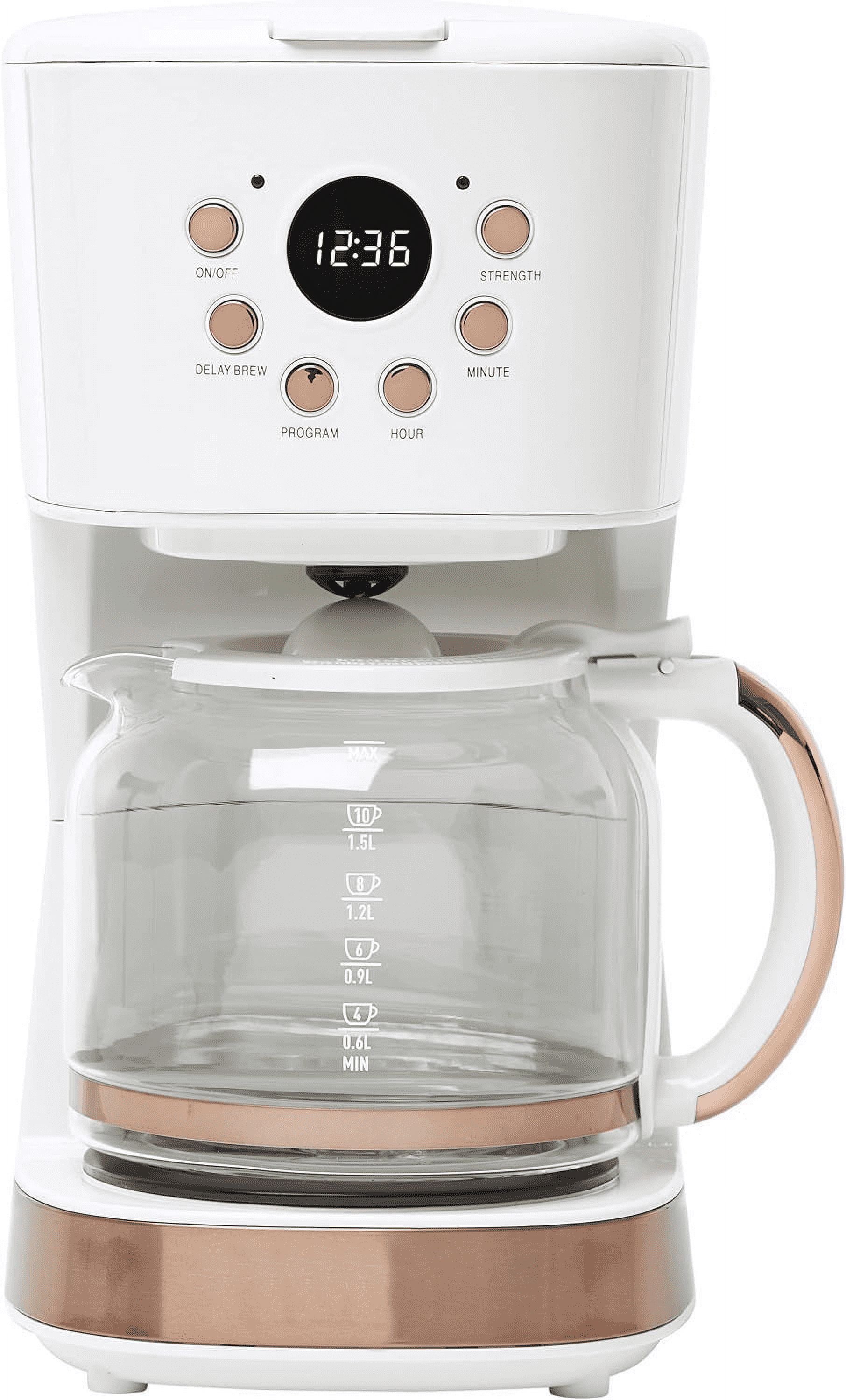 Tielewhite 12 Cup Programmable Drip Coffee Maker Machine with Glass ...