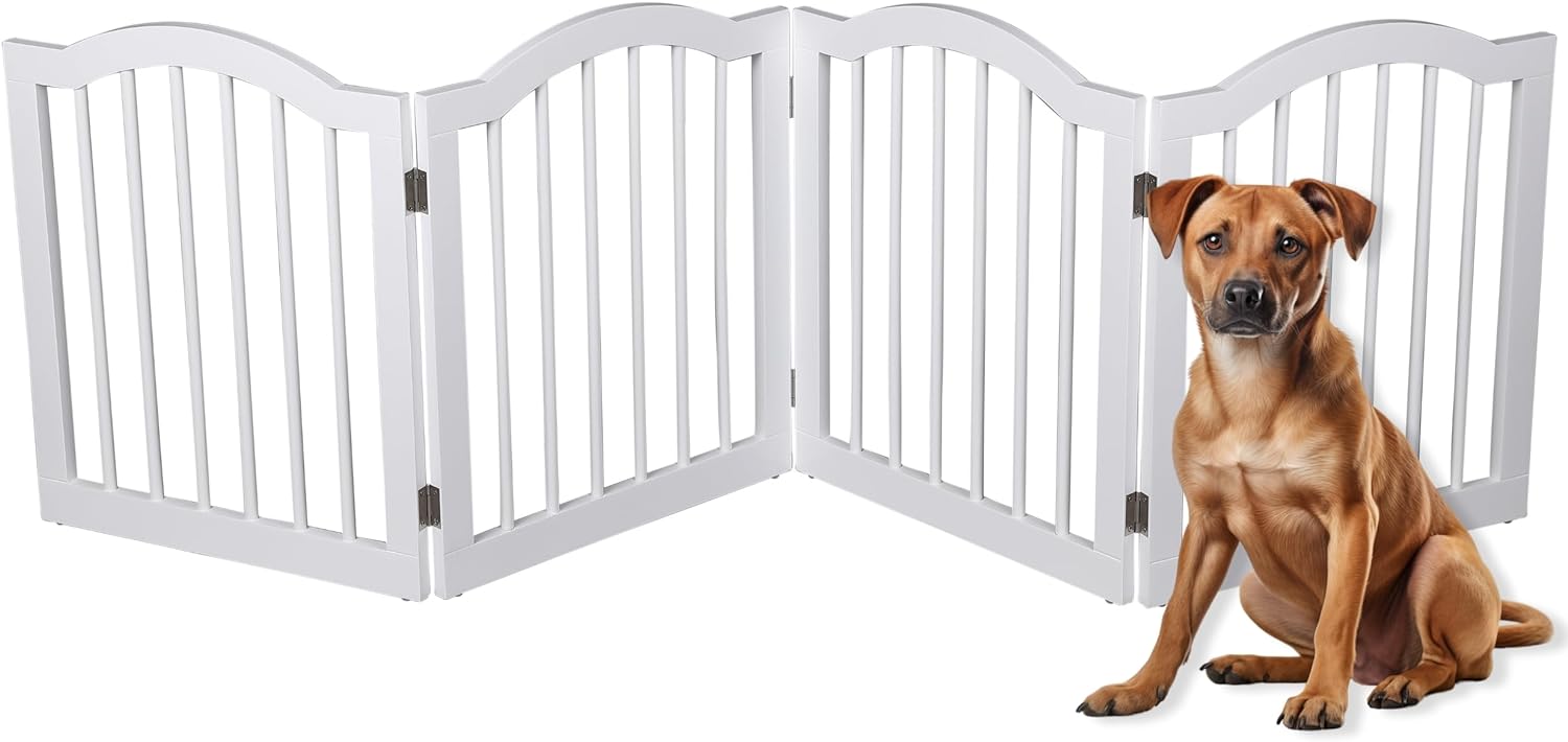 Tielewhite Arched Top Dog Gate for The Home, Doorway, Stairs | 4 Panel ...