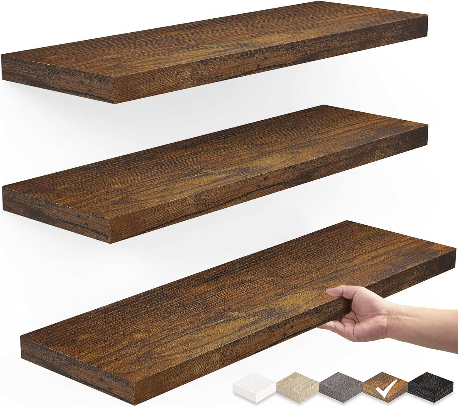 Tielewhite Floating Wood Shelves - Wall Mounted for Bathroom,Bedroom ...