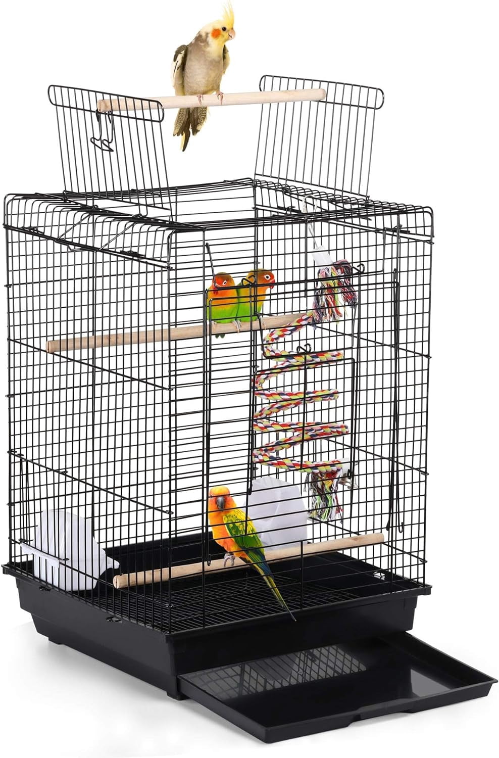 Tielewhite Open Play Top Travel Bird Cage for Conure Sun Parakeet Green ...
