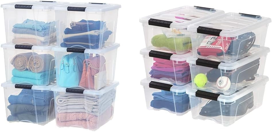 Tielewhite USA 54 Qt Stackable Plastic Storage Bins with Lids, 6 Pack ...